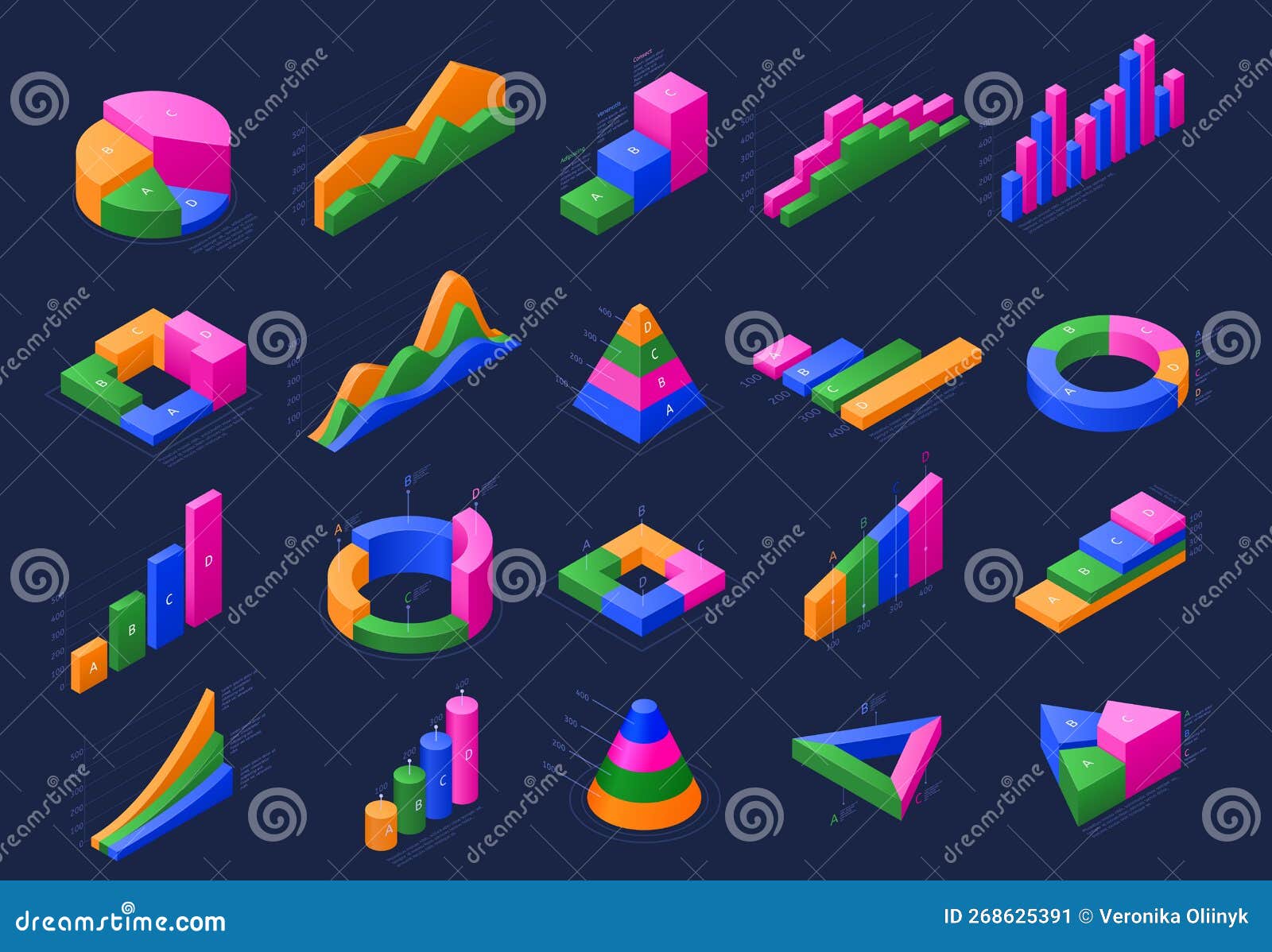 Isometric Infographic. Rising Chart, Pie Diagram And Statistical Data ... Isometric Infographic. Rising Chart, Pie Diagram And Statistical Data ...