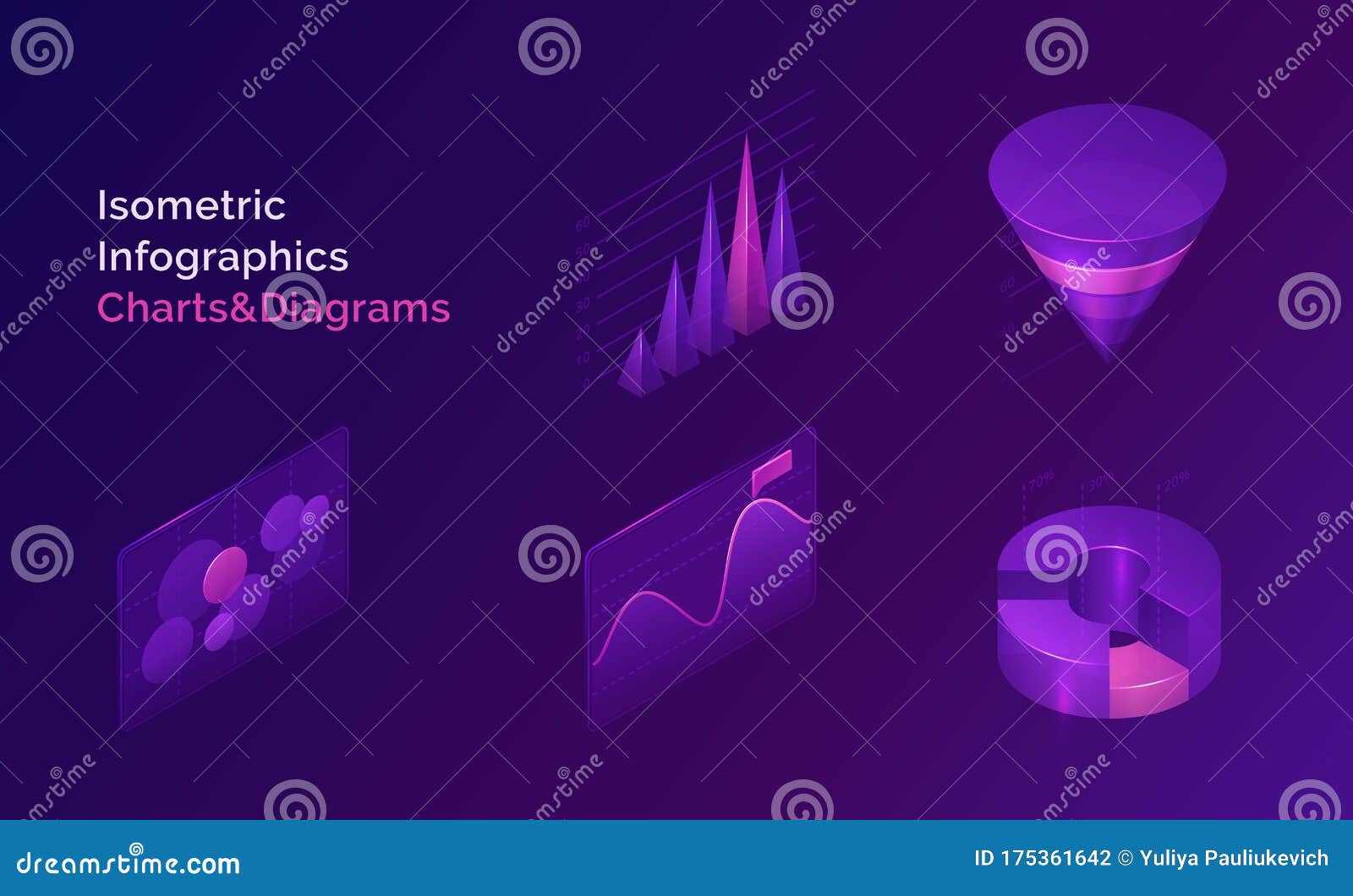 Isometric Infographics Charts and Diagrams Set Stock Vector ...