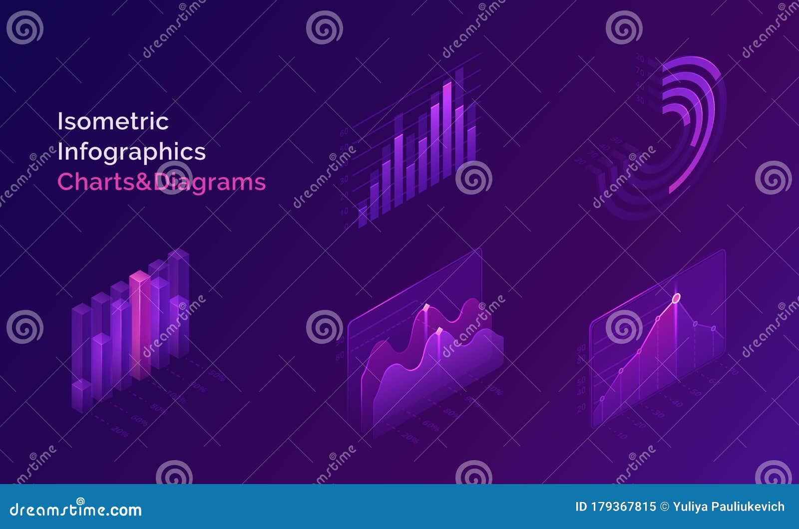 Isometric Infographics Charts and Diagrams Set Stock Vector ...