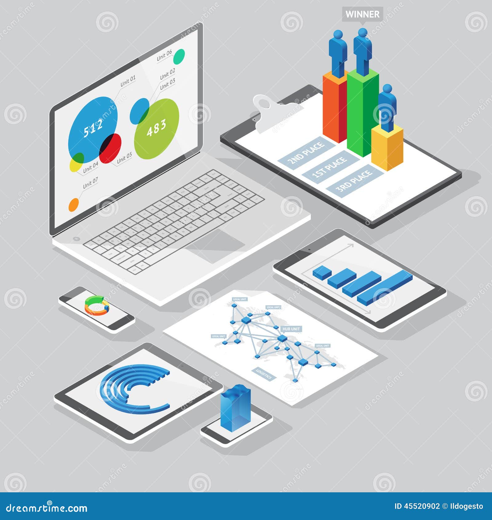 Isometric Infographics Design Elements Stock Vector - Illustration of ...