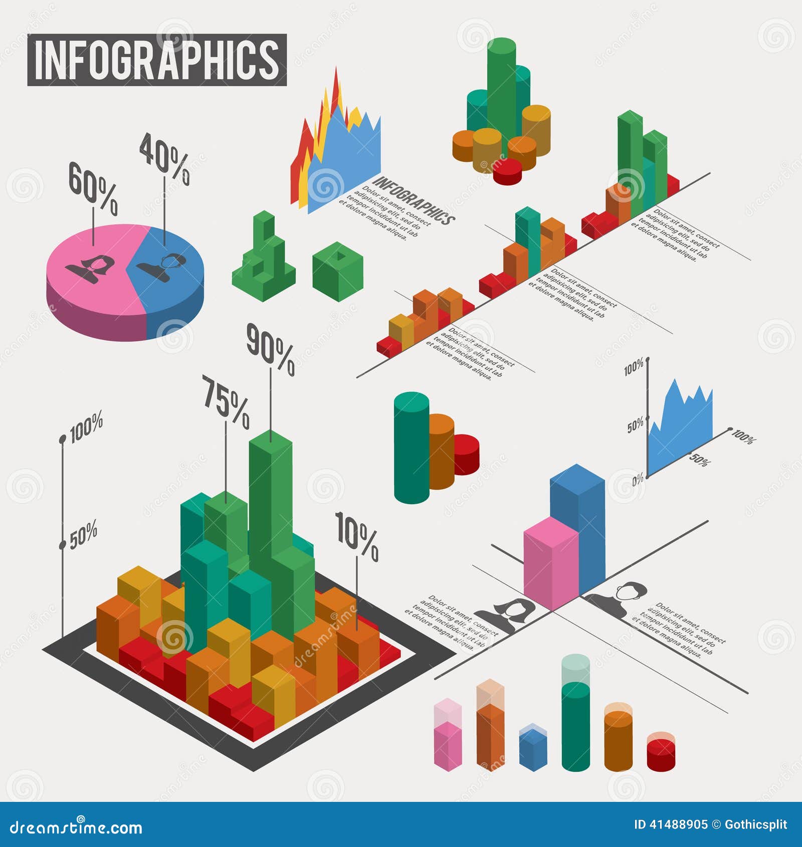 Isometric Infographics Elements Stock Vector - Illustration of cube ...