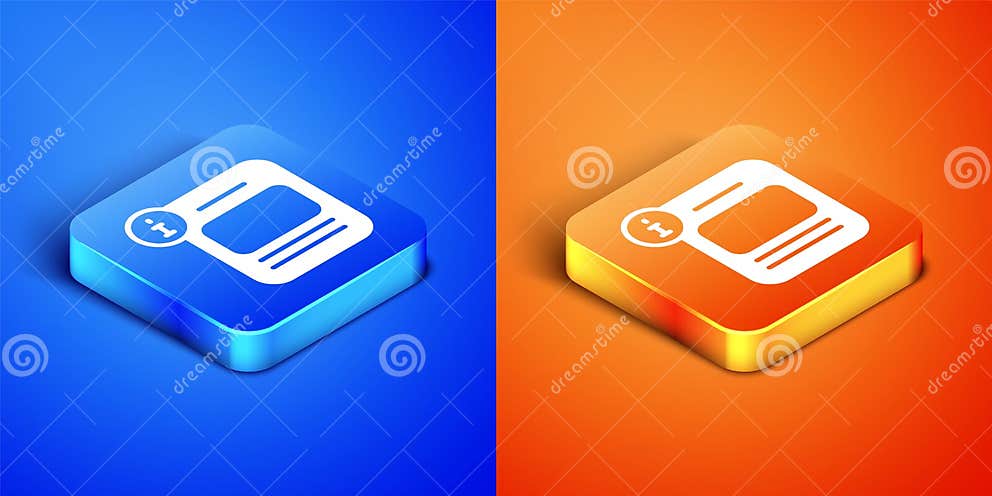 Isometric Information Icon Isolated on Blue and Orange Background ...