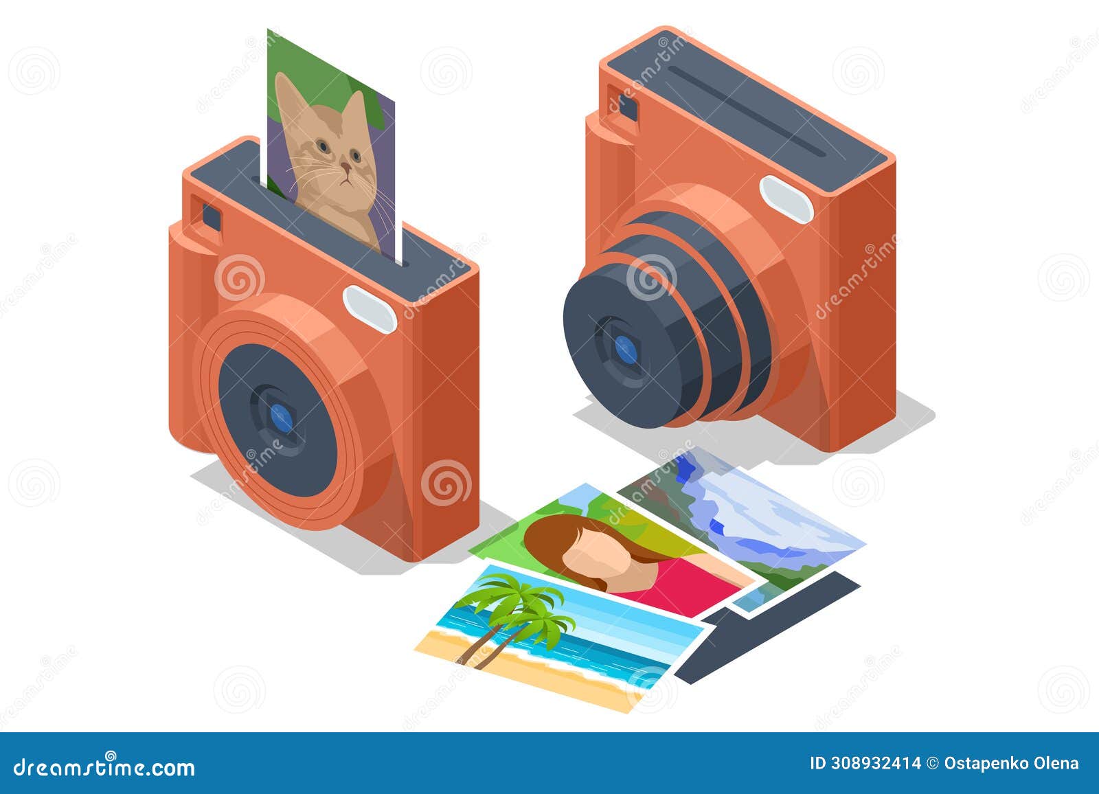 Isometric Instant Camera. Mini Instant Film Camera Stock Illustration ...