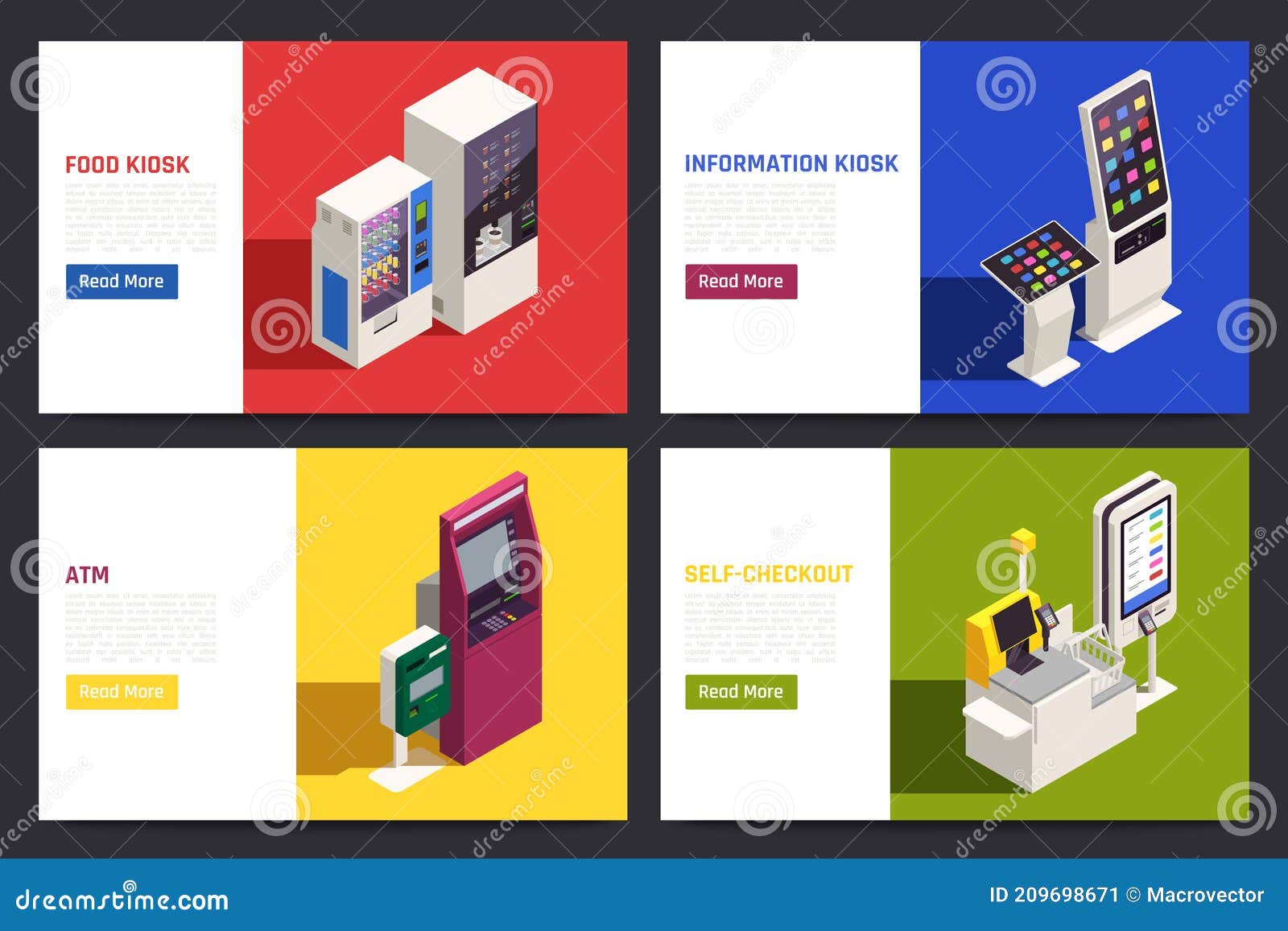 Isometric Interfaces Banners Set Stock Vector - Illustration of board ...