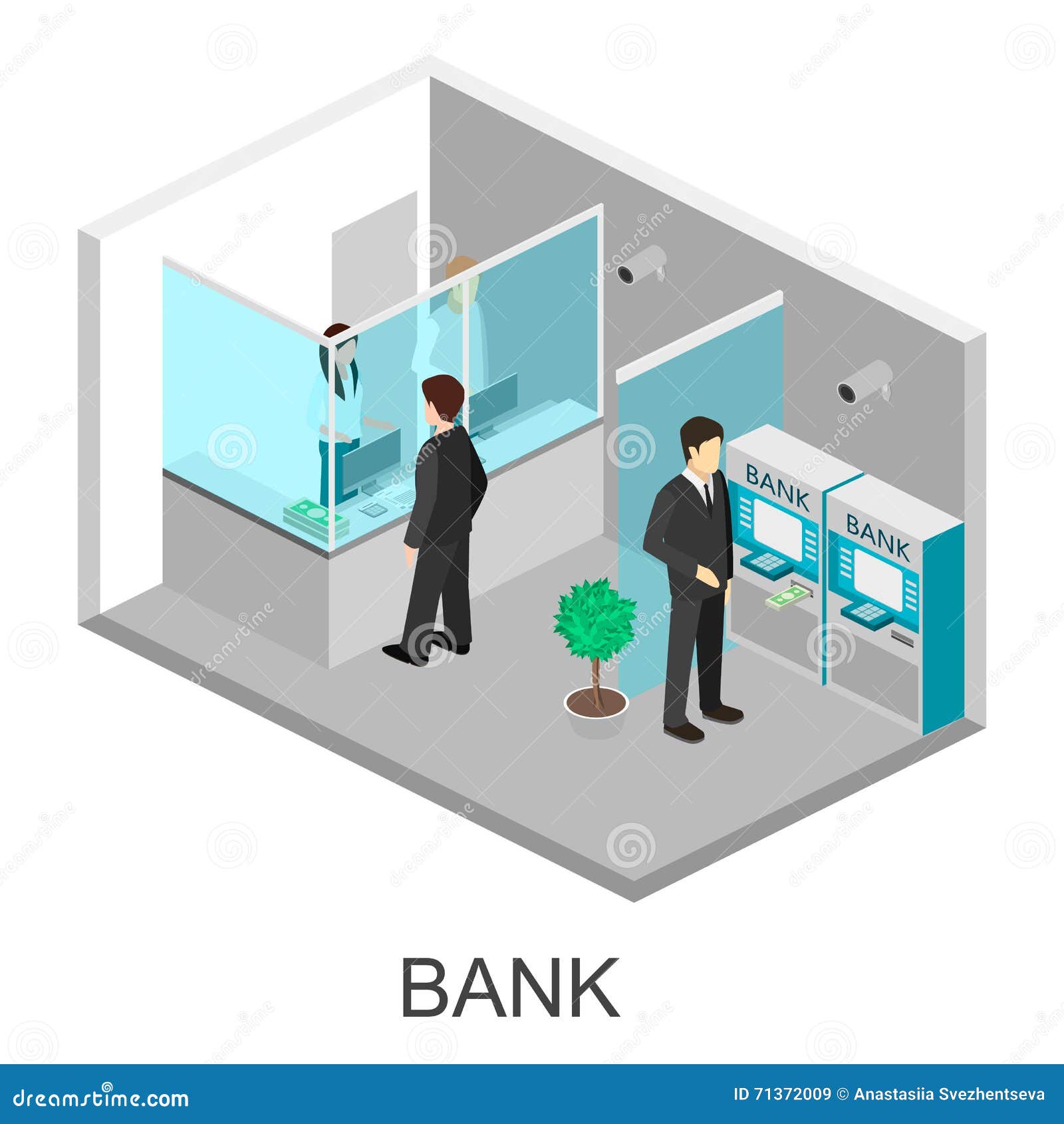 Isometric interior of bank stock illustration. Illustration of abstract ...