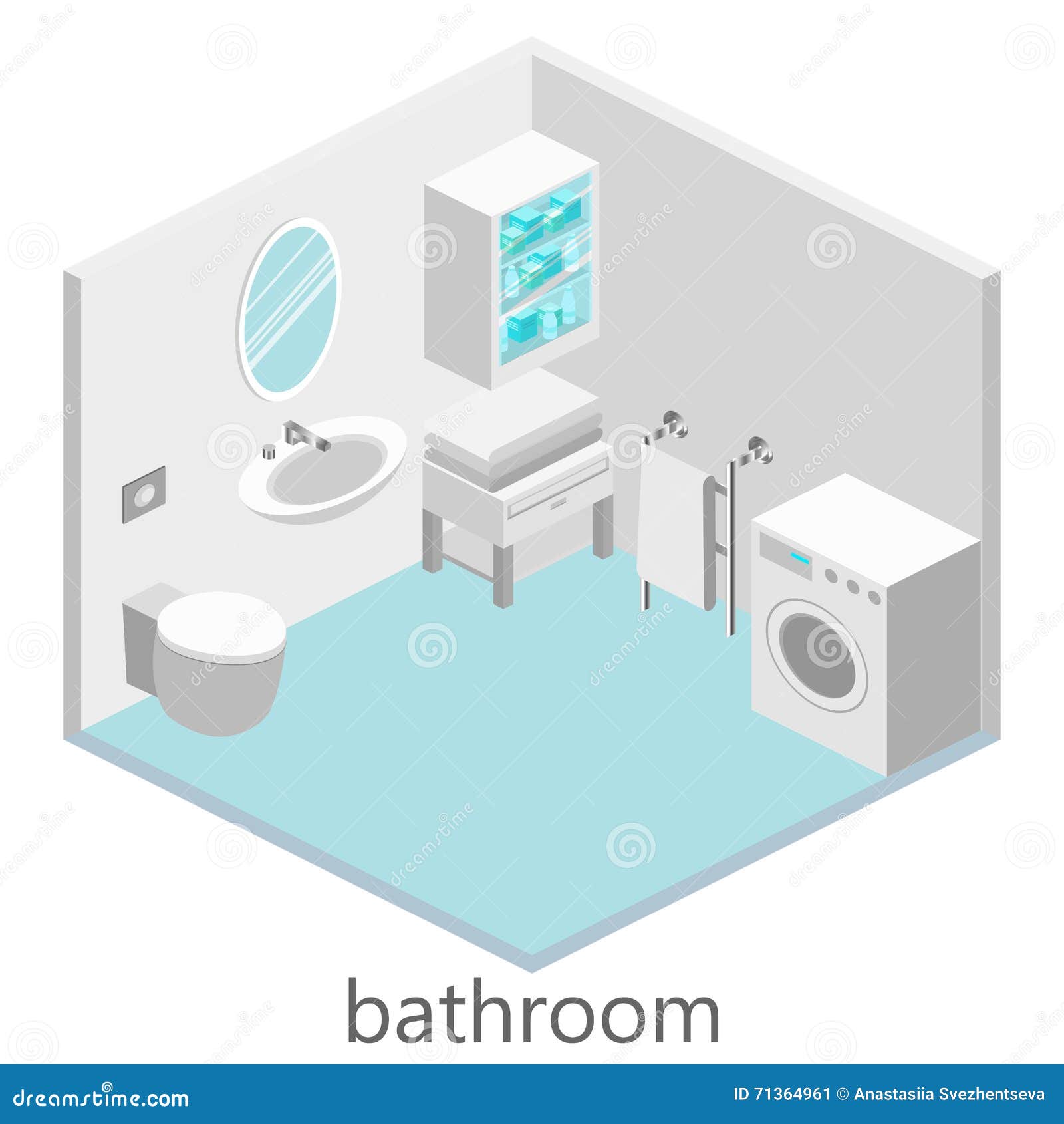 Isometric Interior of Bathroom Stock Illustration - Illustration of ...