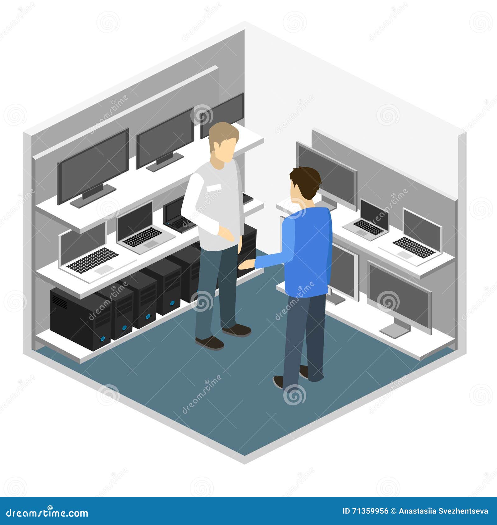 Isometric Interior of Computer Store Stock Vector - Illustration of ...