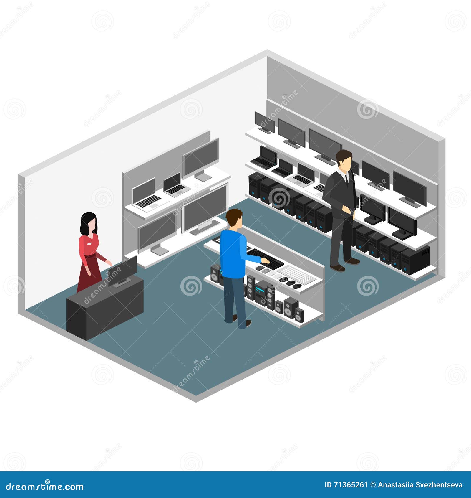 Isometric Interior of Computer Store Stock Illustration - Illustration ...