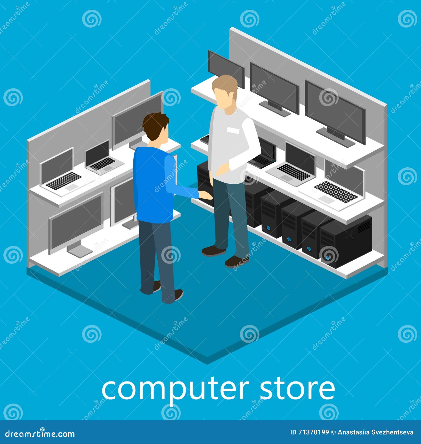 Isometric Interior of Computer Store Stock Illustration - Illustration ...