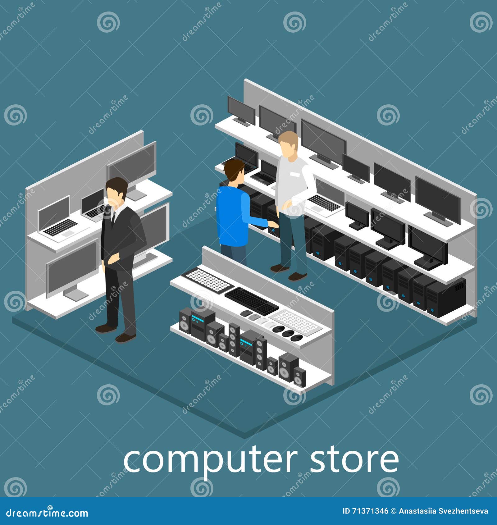 Isometric Interior of Computer Store Stock Illustration - Illustration ...