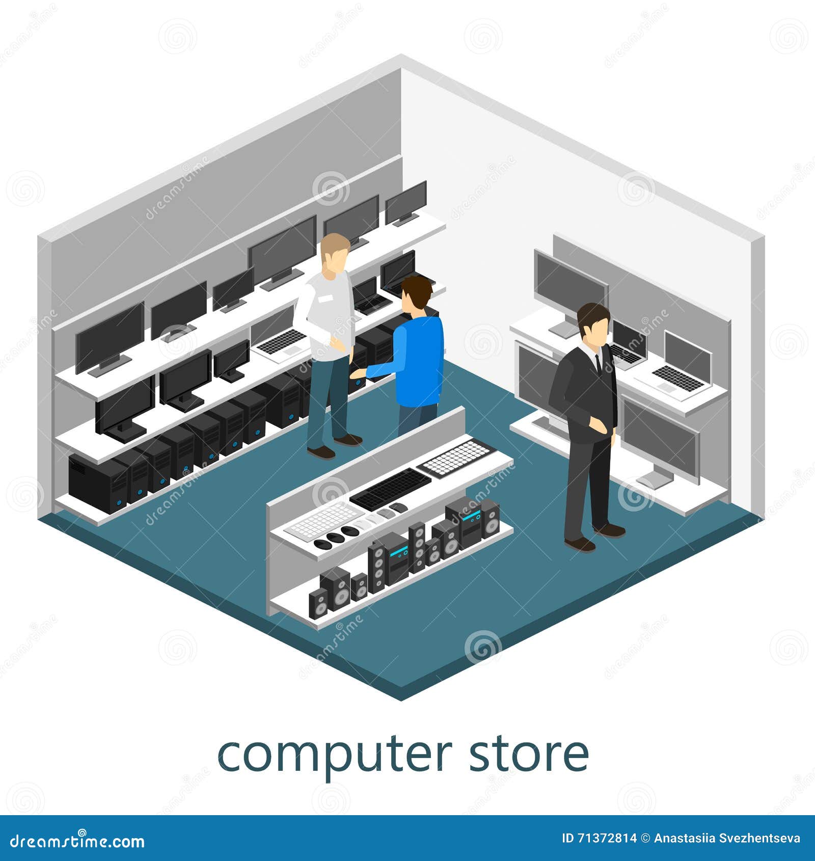 Isometric Interior of Computer Store Stock Illustration - Illustration ...