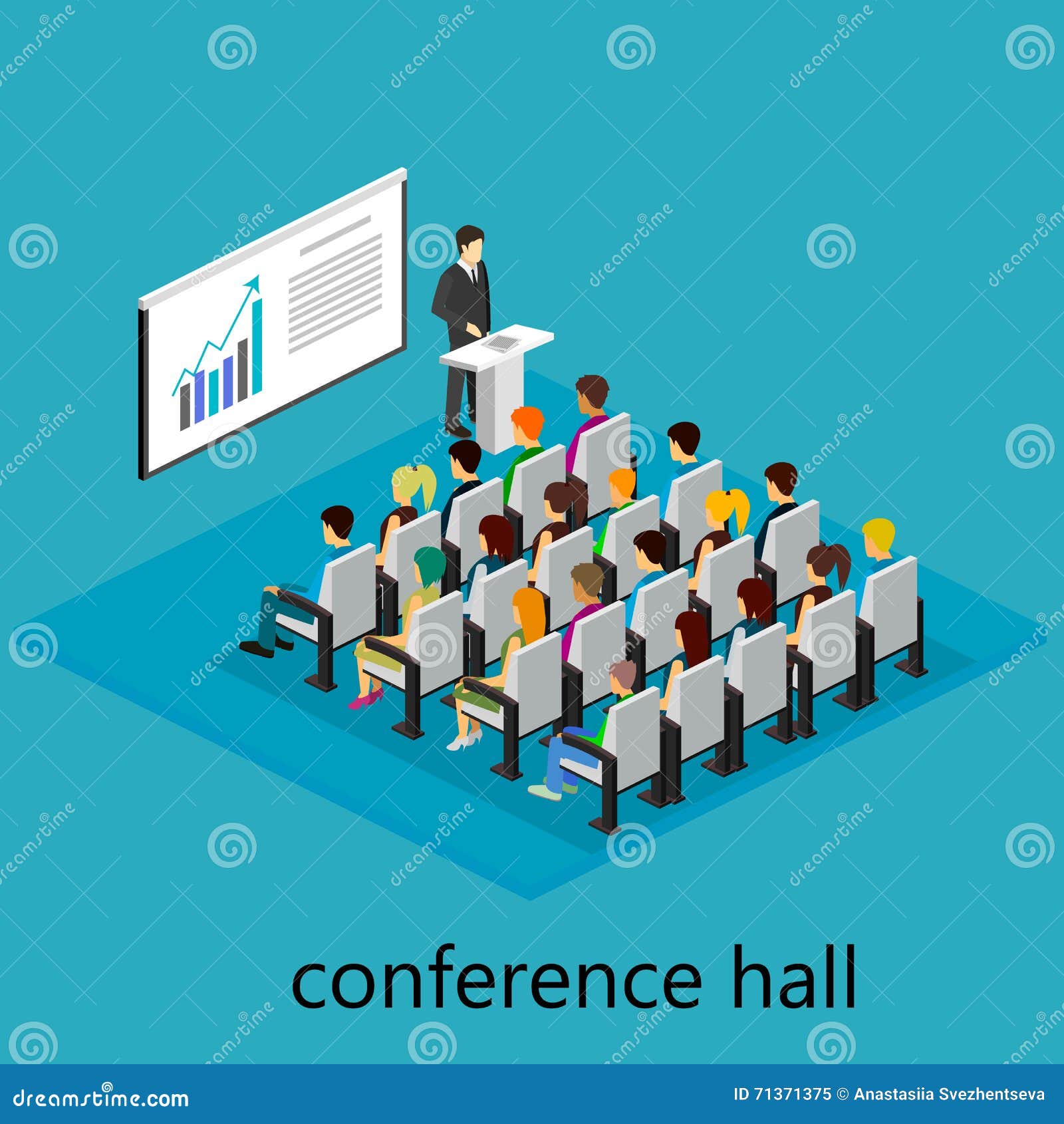 Isometric Interior of Conference Hall Stock Illustration - Illustration ...