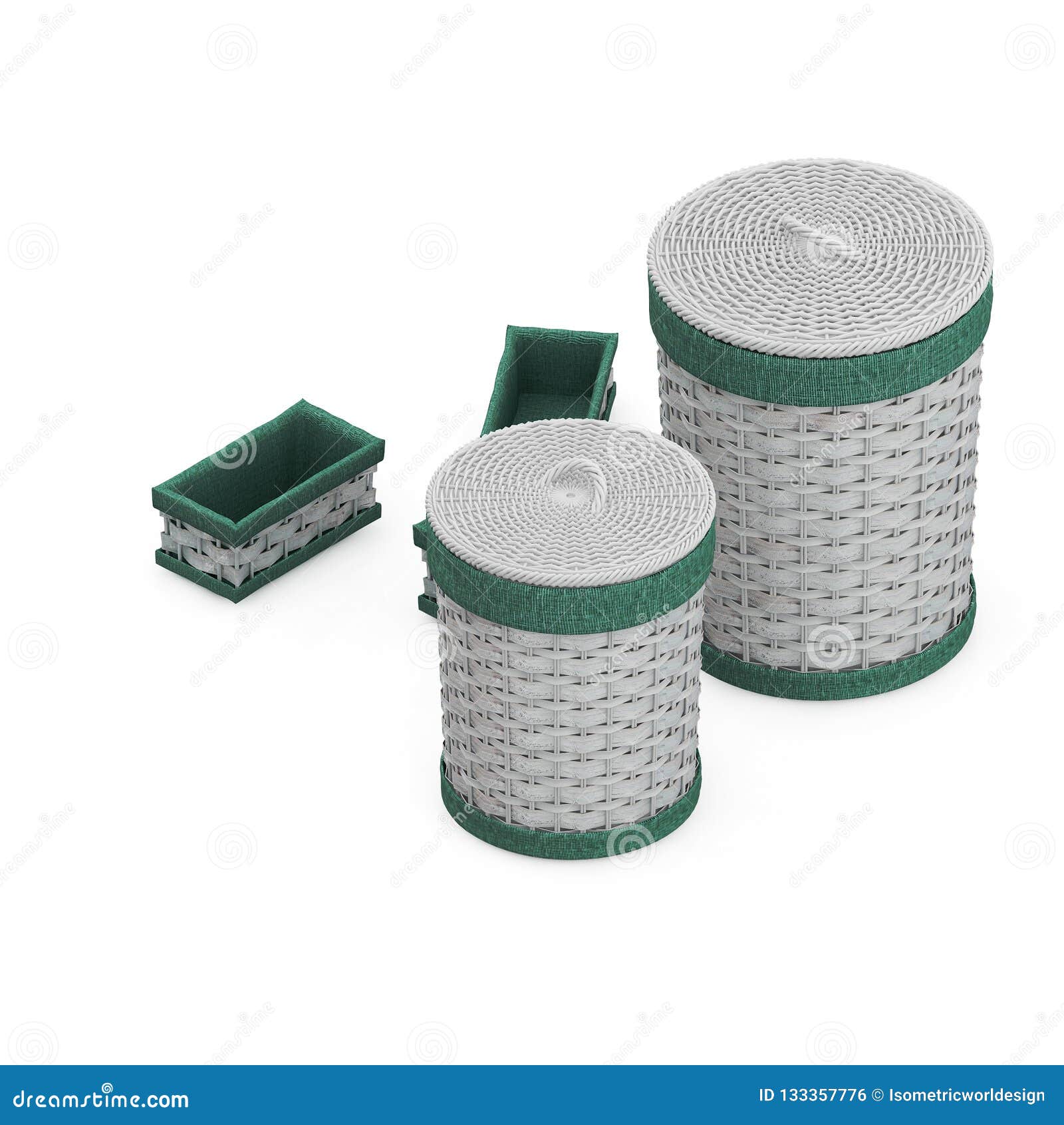 Isometric Interior Decoration 3D Rendering Stock Illustration ...