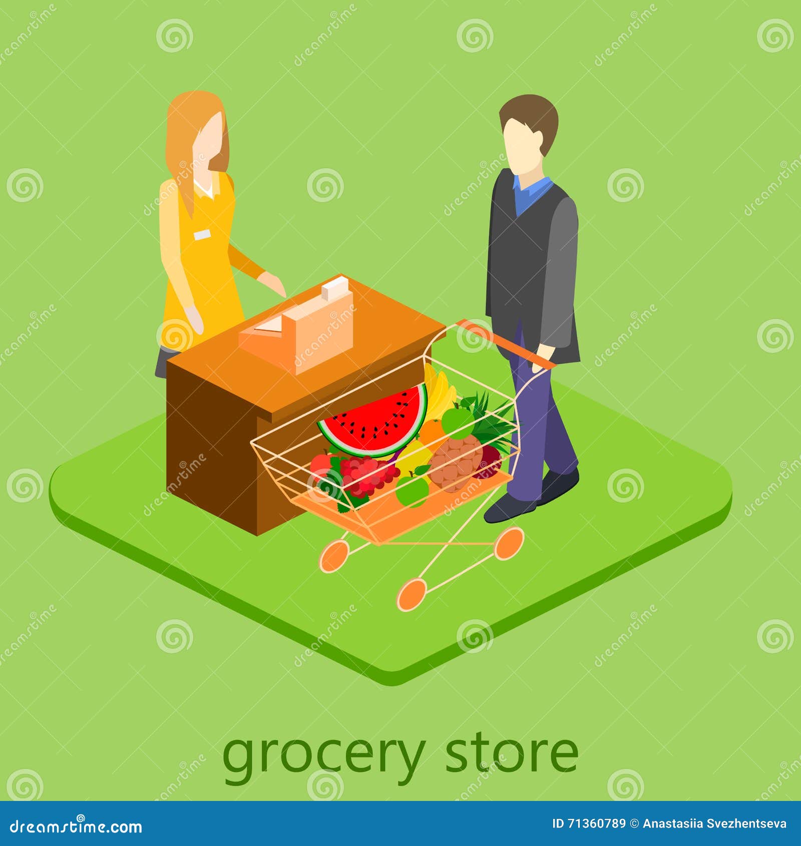 Isometric Interior of Grocery Store. Shopping Mall Flat 3d Isometric ...