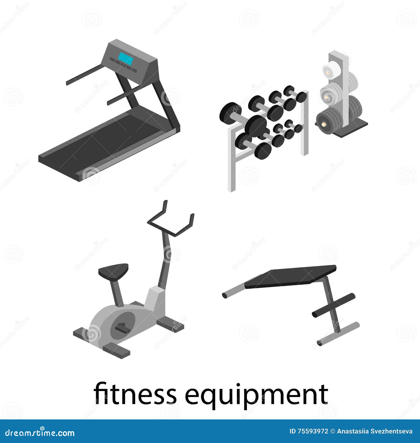 Isometric interior of gym stock vector. Illustration of cardio - 75593972