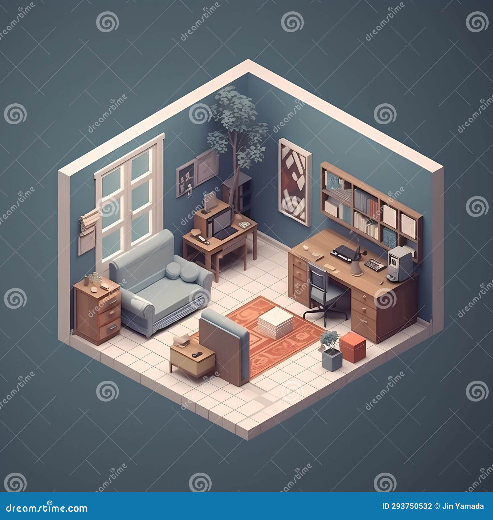 Isometric Interior of the Living Room. 3d Isometric Illustration Stock ...