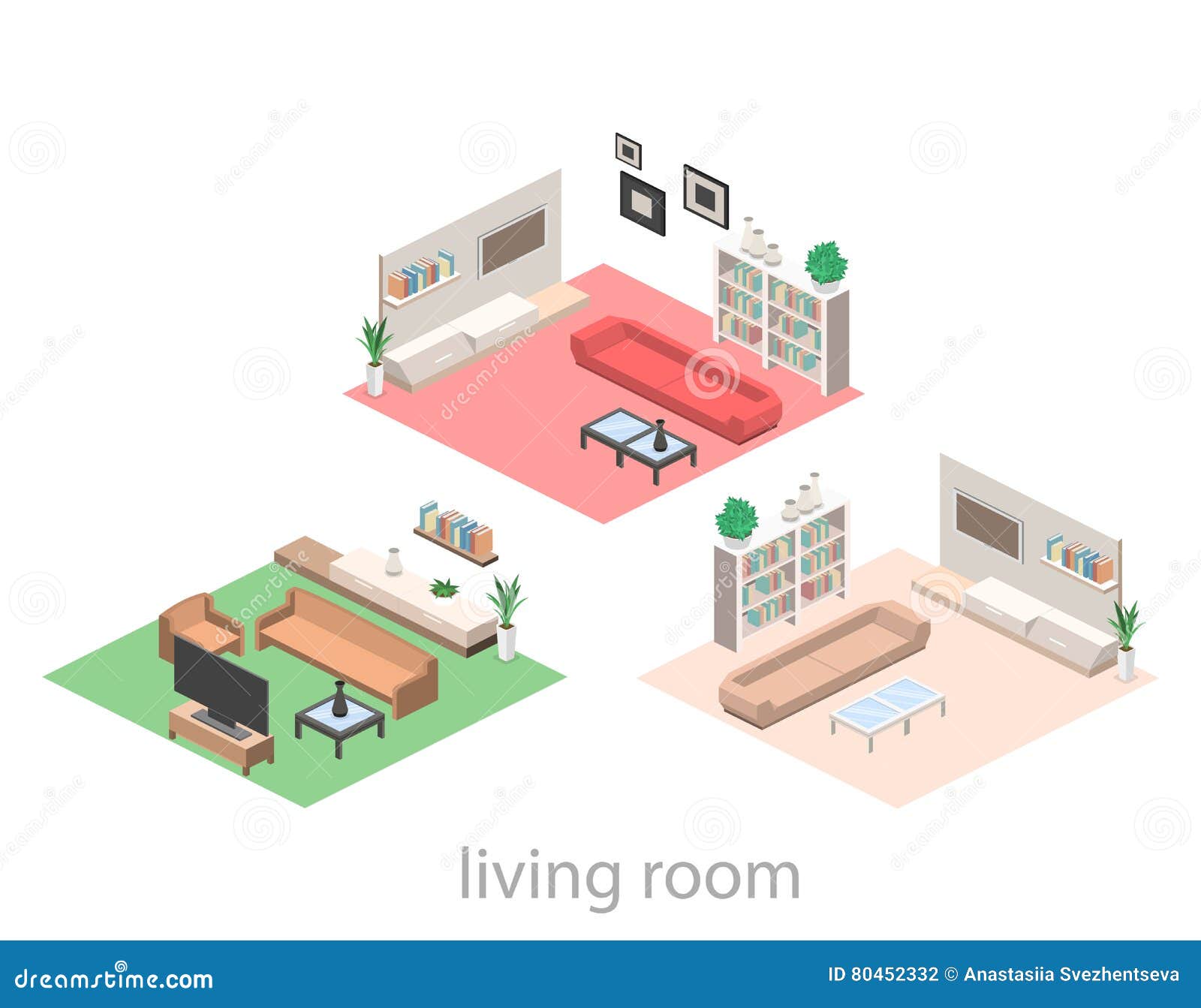 Isometric Interior of a Modern Living Room. Stock Illustration ...