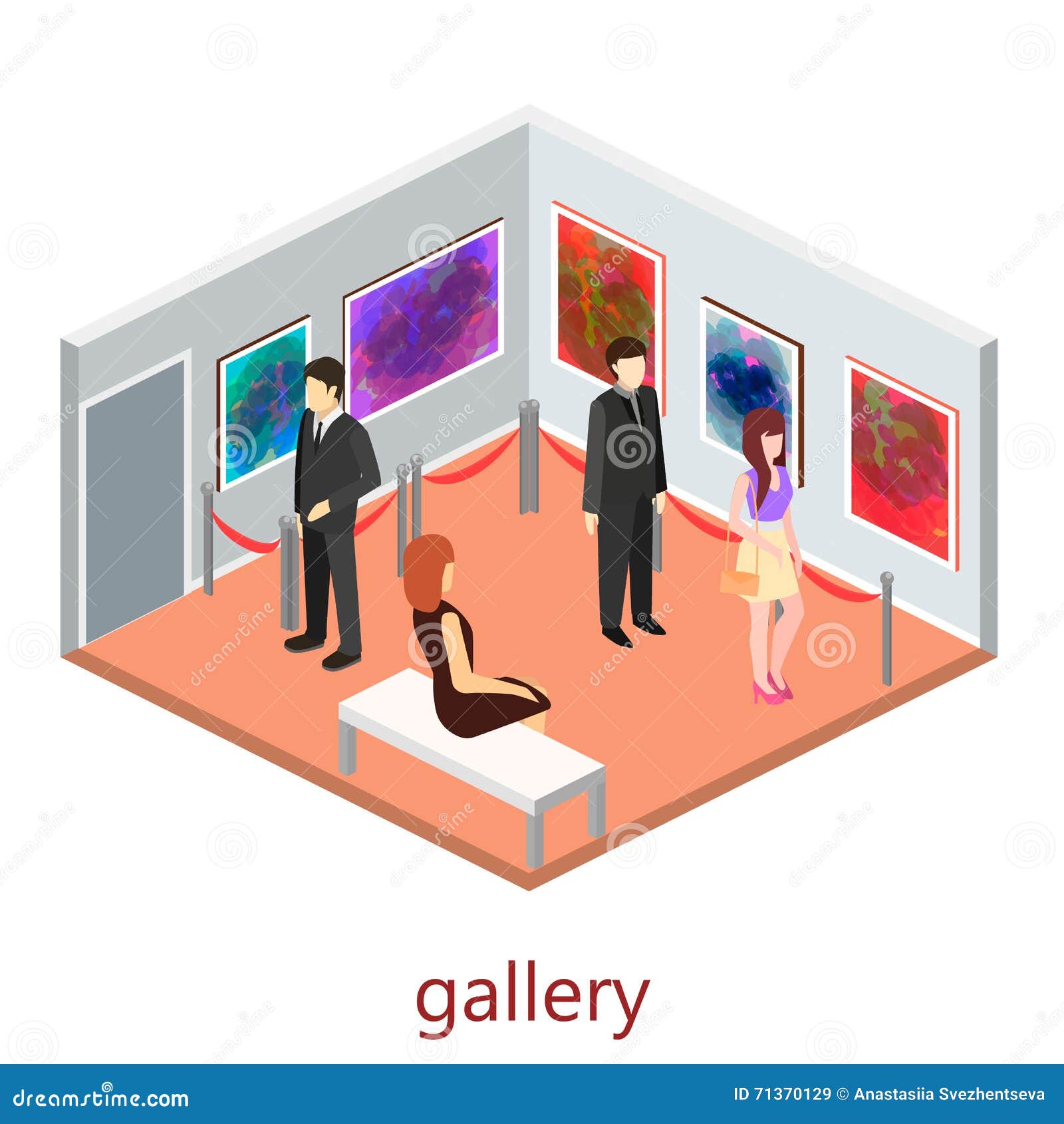 Isometric Interior of Picture Gallery Stock Illustration - Illustration ...