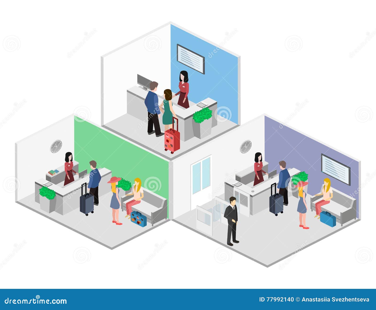 Isometric Interior of Reception. Stock Illustration - Illustration of ...