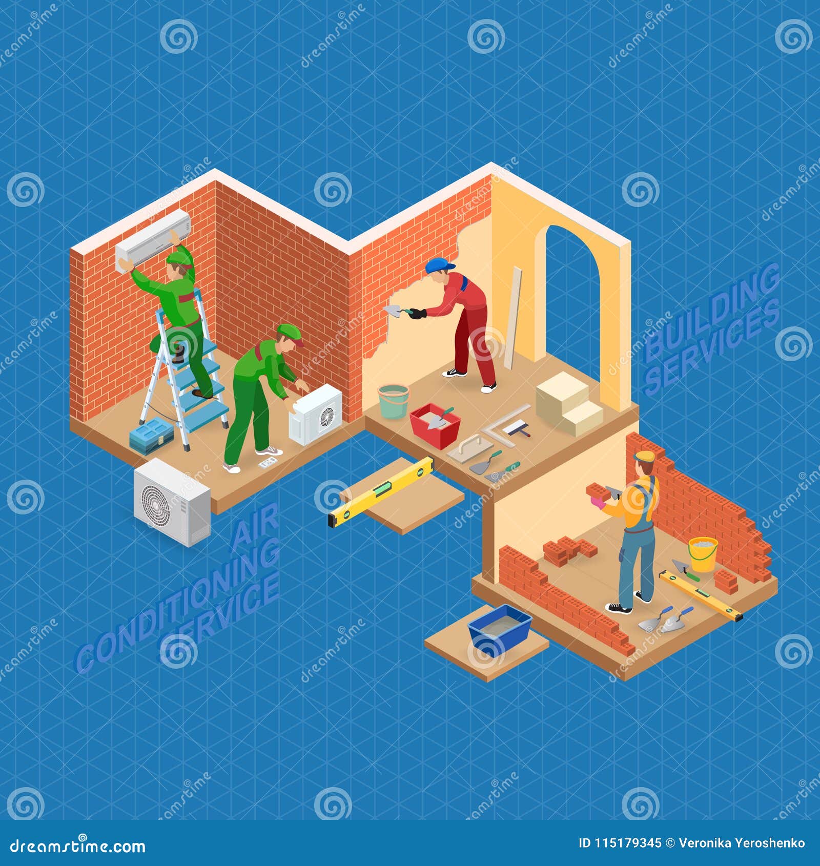 Isometric Interior Repairs Concept. Vector Flat 3d Illustration. Stock ...