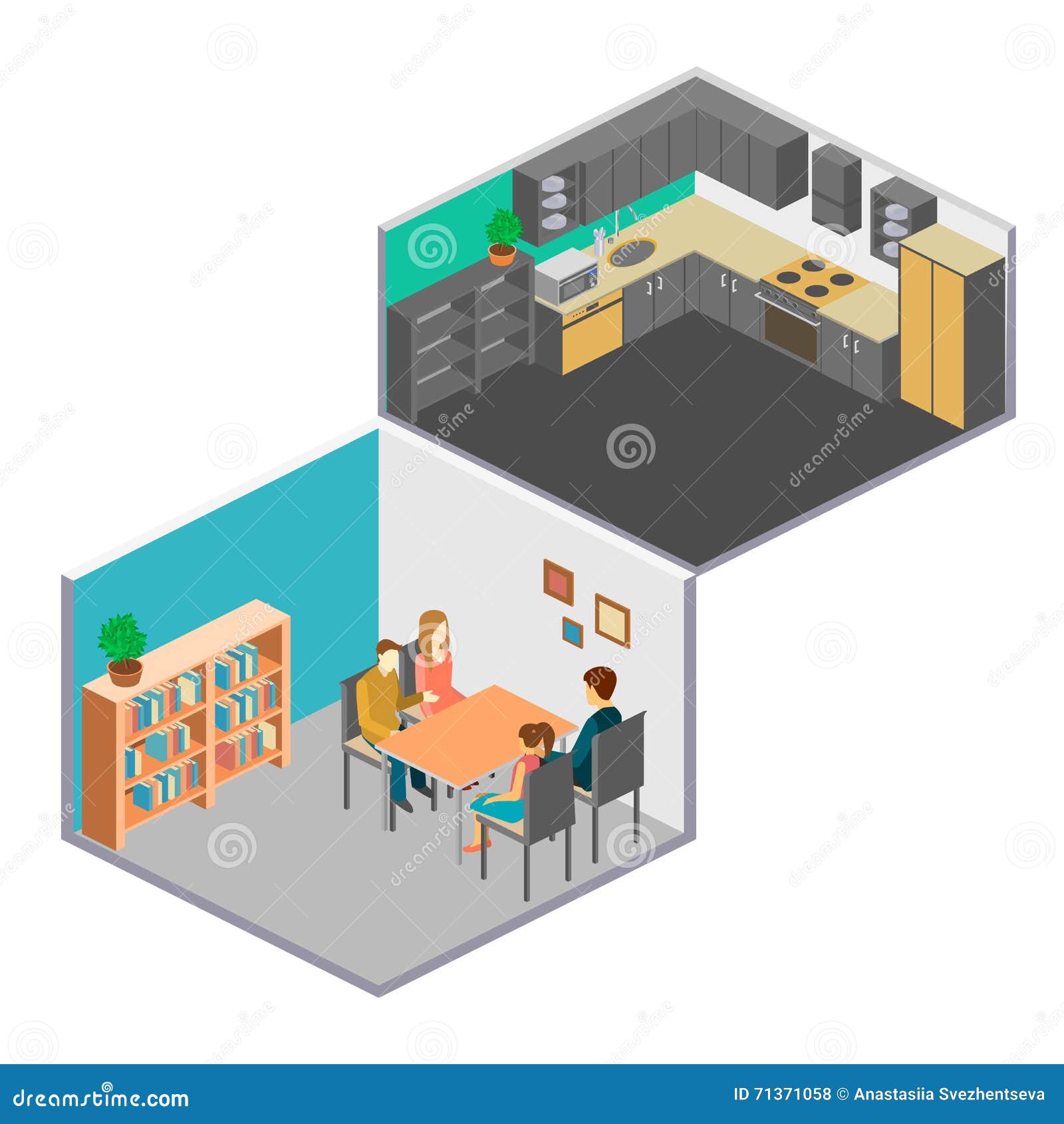 Isometric Interior of Rooms in the House Stock Illustration ...