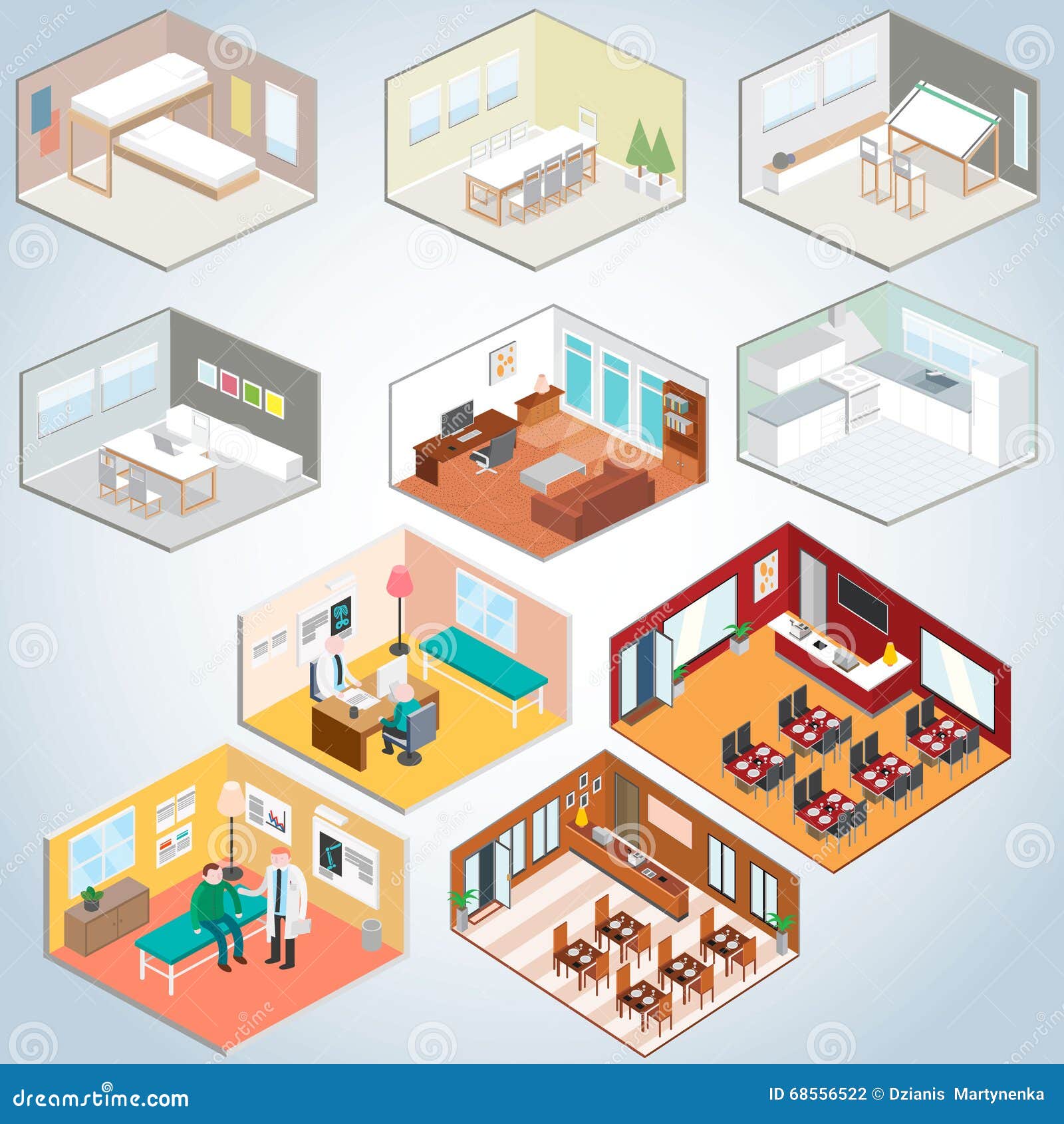 Isometric Interior Set, Isometric Rooms Stock Vector - Illustration of ...