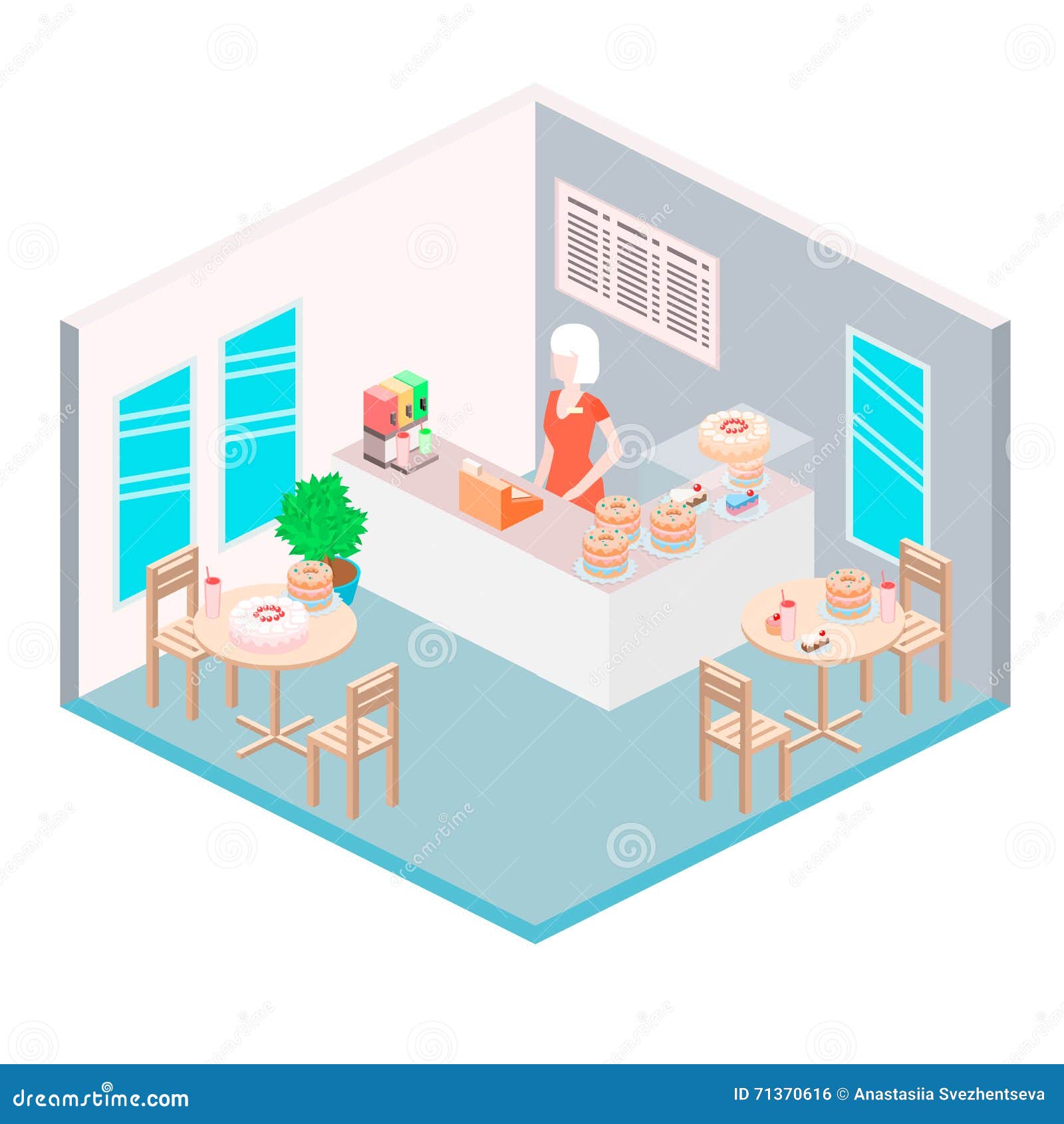 Isometric Interior of Sweet-shop. Stock Illustration - Illustration of ...