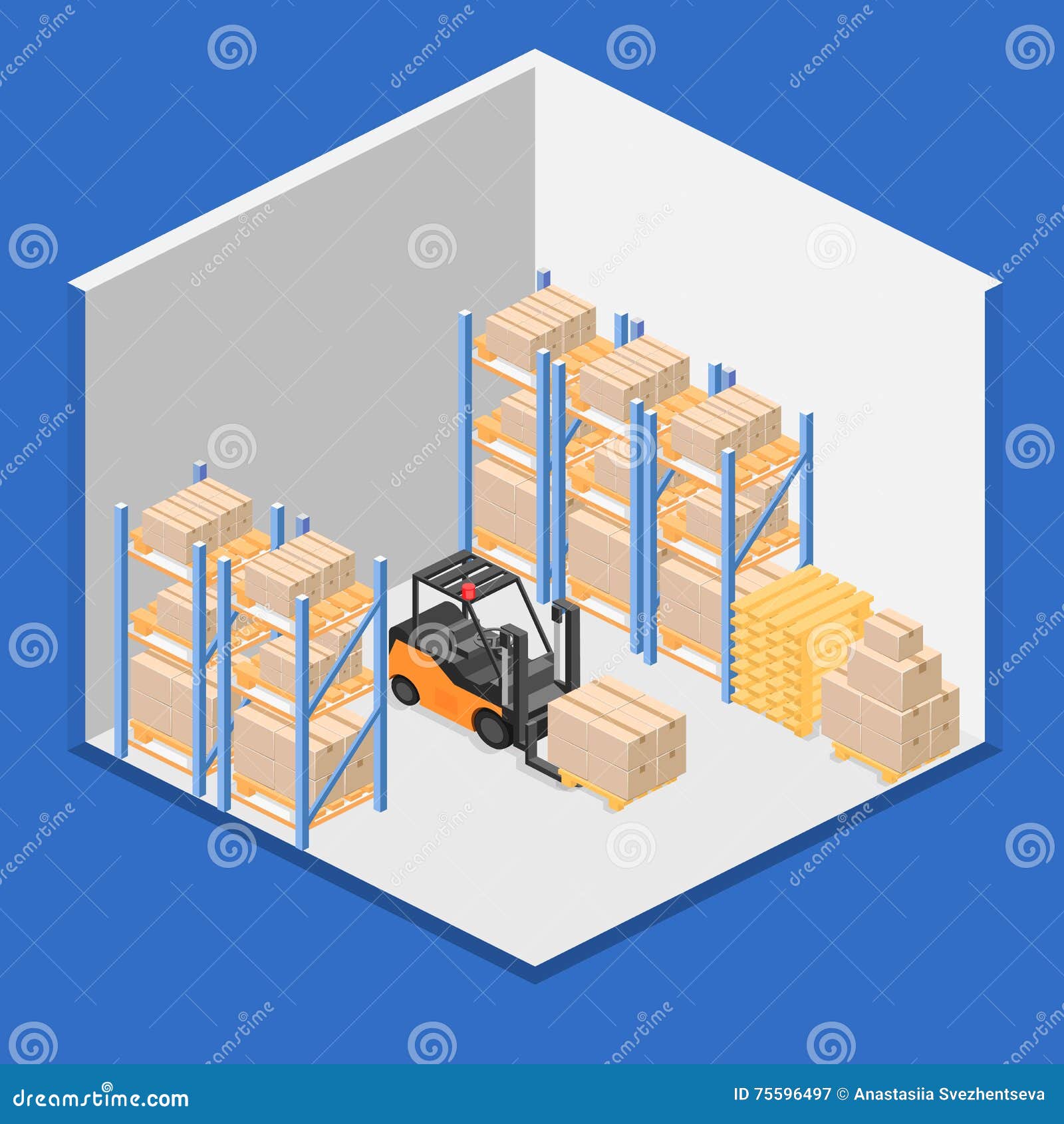 Isometric Interior of Warehouse. the Boxes are on the Shelves Stock ... Isometric Interior of Warehouse. the Boxes are on the Shelves Stock ...