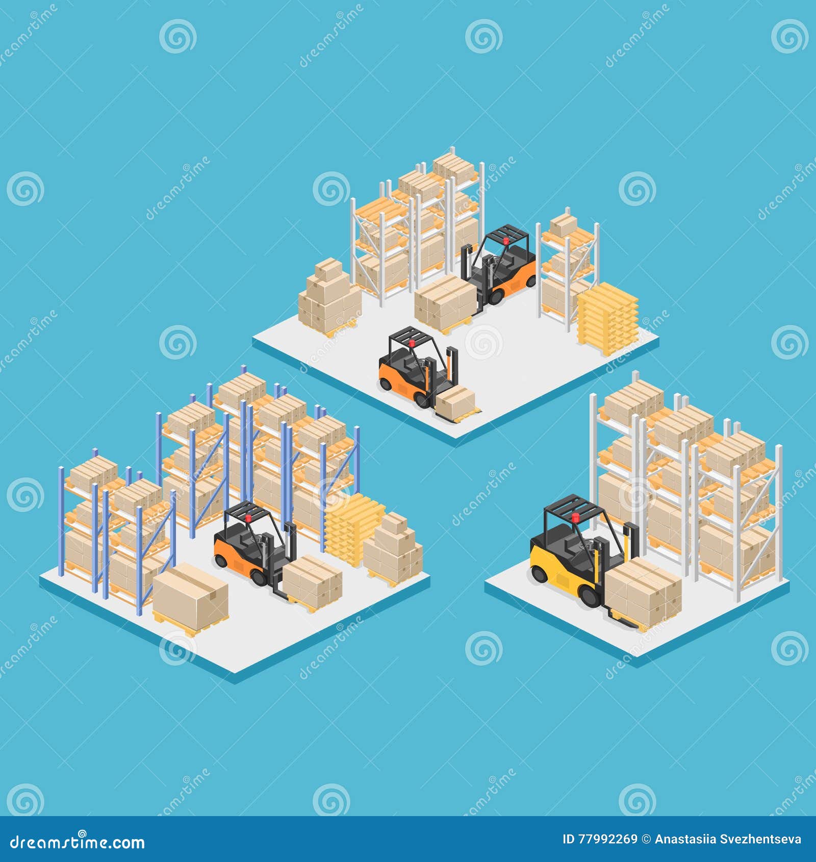 Isometric Interior of Warehouse. the Boxes are on the Shelves. Flat 3d ...