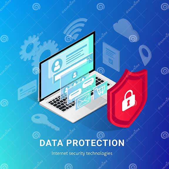 Isometric Internet Security Gradient Banner Stock Vector - Illustration of cyber, banner: 142520052