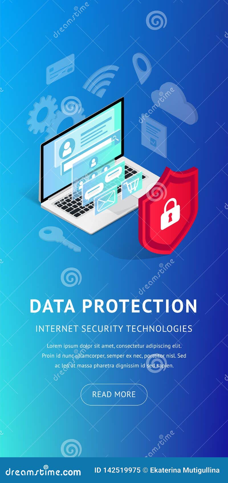 Isometric Internet Security Vertical Banner Stock Vector - Illustration ...