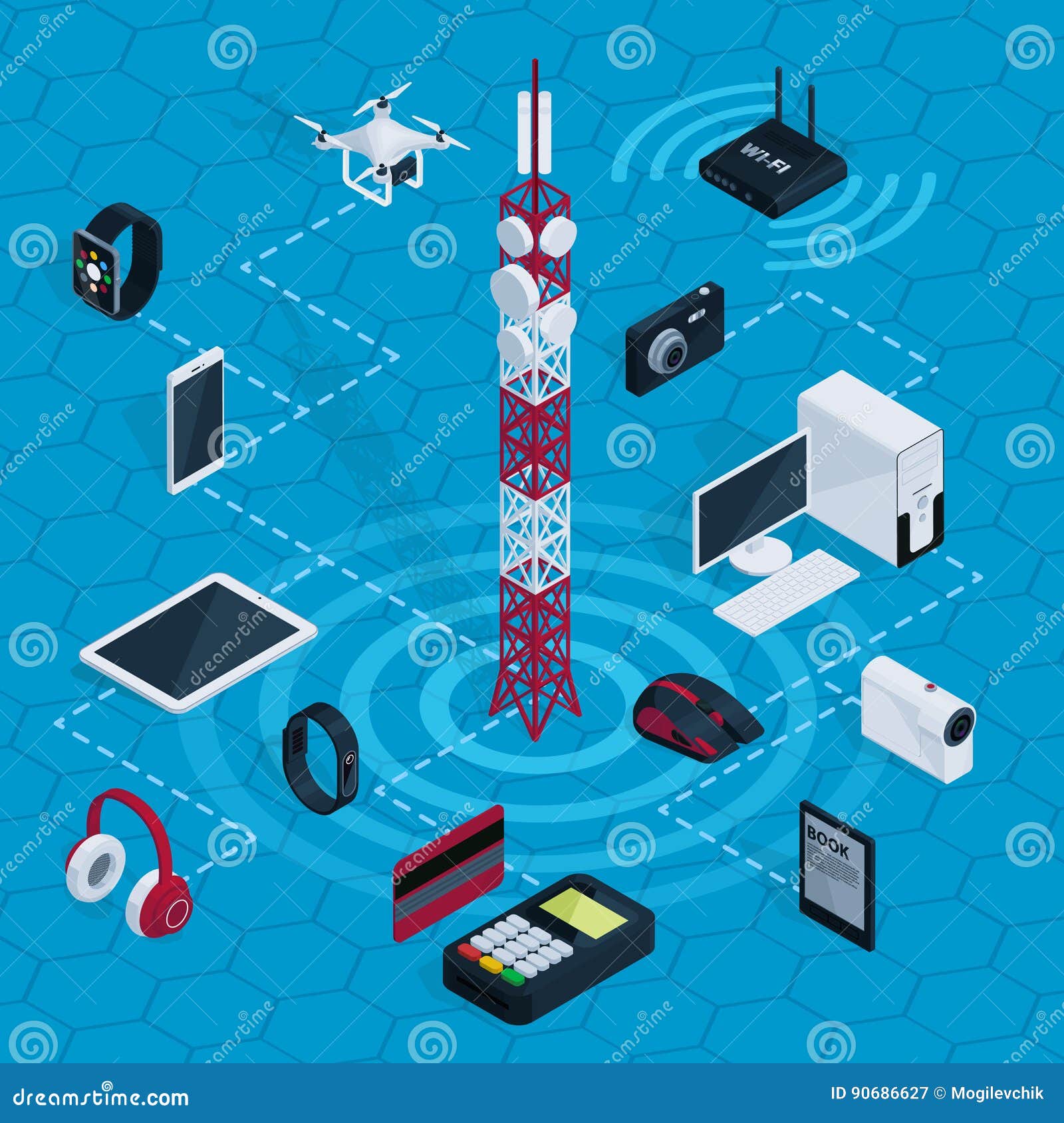 Isometric Internet Technology Concept Stock Vector - Illustration of ...