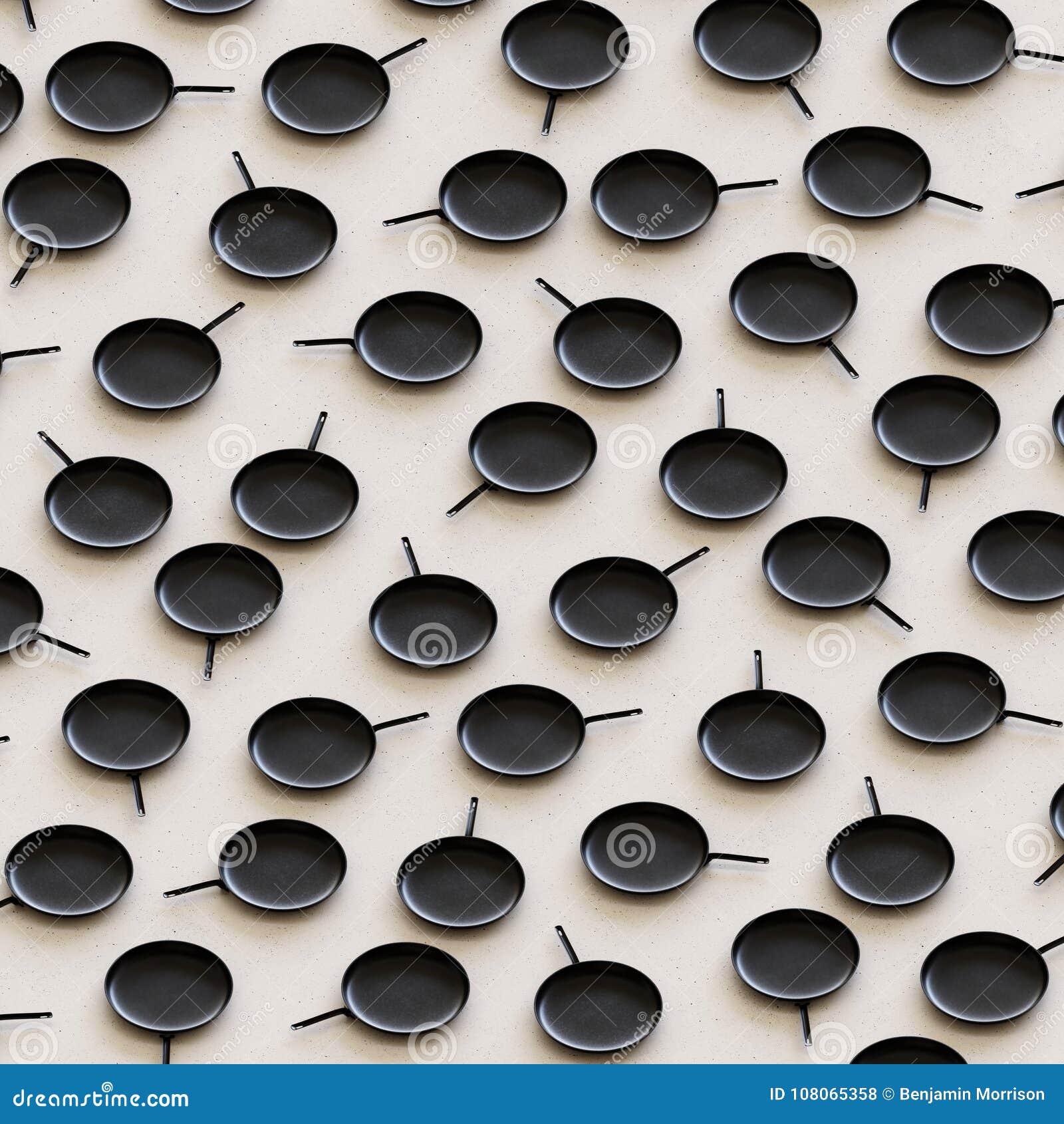 Isometric Iron Frying Pans in a Tight Grid on a Simple Concrete Surface ...