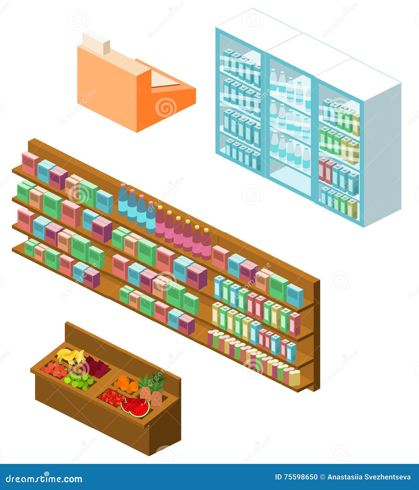 Isometric Set Of Items For 3d Hotel Lobby, Hostel. Bunk Bed, Drawers ...