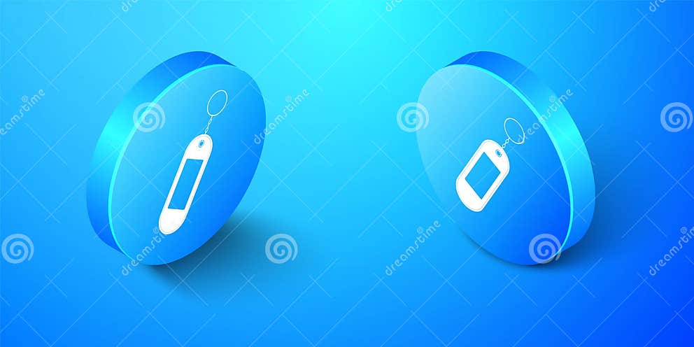 Isometric Key Chain Icon Isolated on Blue Background. Blank Rectangular ...