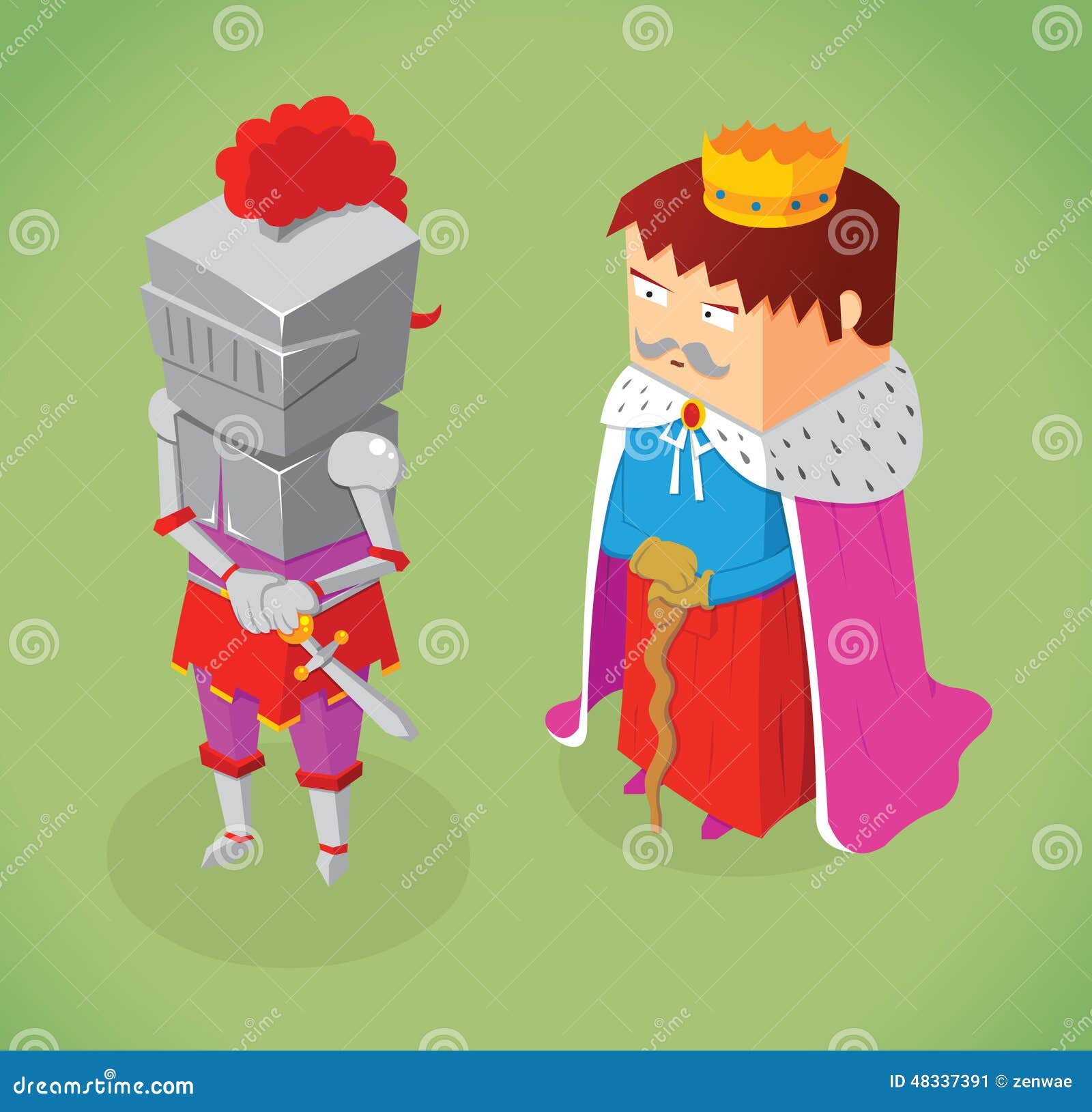 King Knight With Long Sword Cartoon Vector | CartoonDealer.com #192204543
