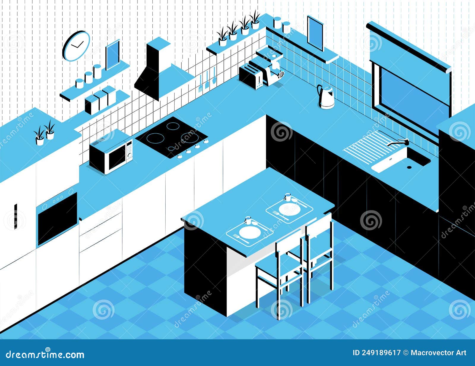Isometric Kitchen Plan Composition Stock Vector - Illustration of ...