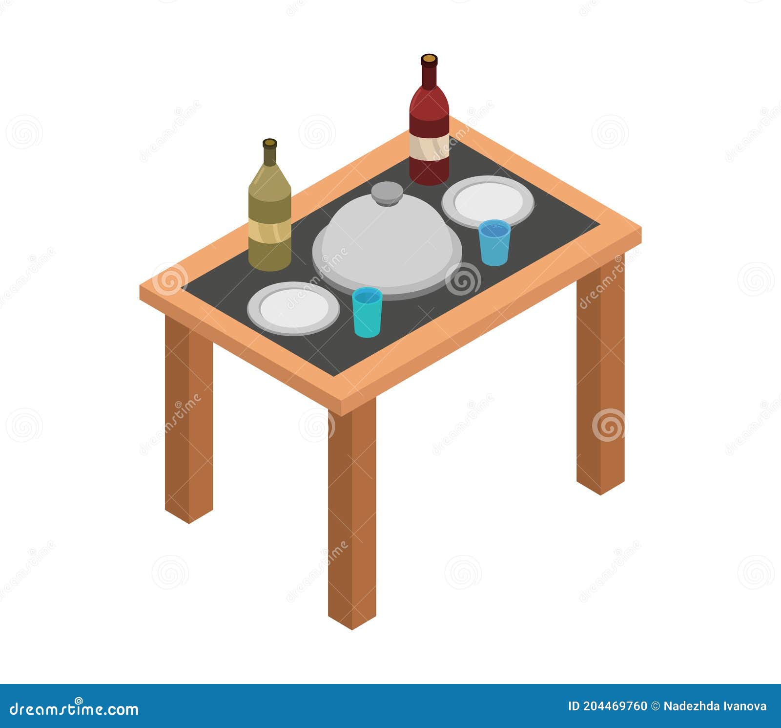 Isometric Kitchen Table on a White Background Vector Graphic ...
