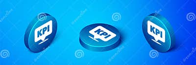 Isometric KPI - Key Performance Indicator Icon Isolated on Blue ...