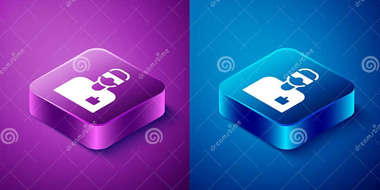Isometric Laboratory Assistant Icon Isolated on Blue and Purple ...