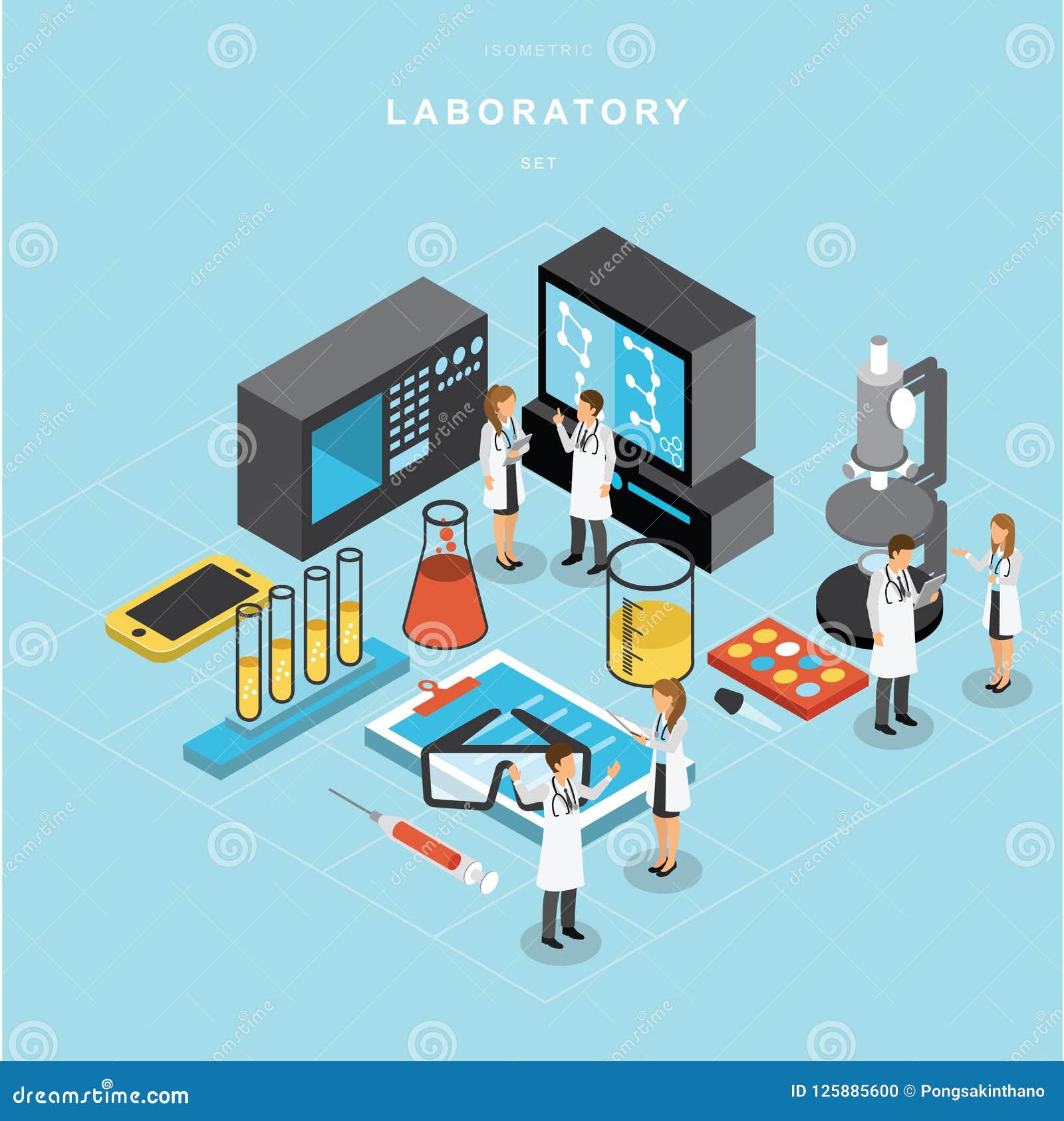 Isometric Laboratory Vector Design Set a Design Stock Vector ...