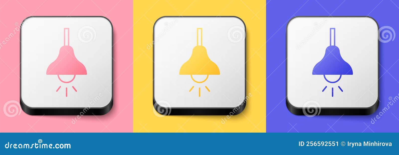 Isometric Lamp Hanging Icon Isolated on Pink, Yellow and Blue ...
