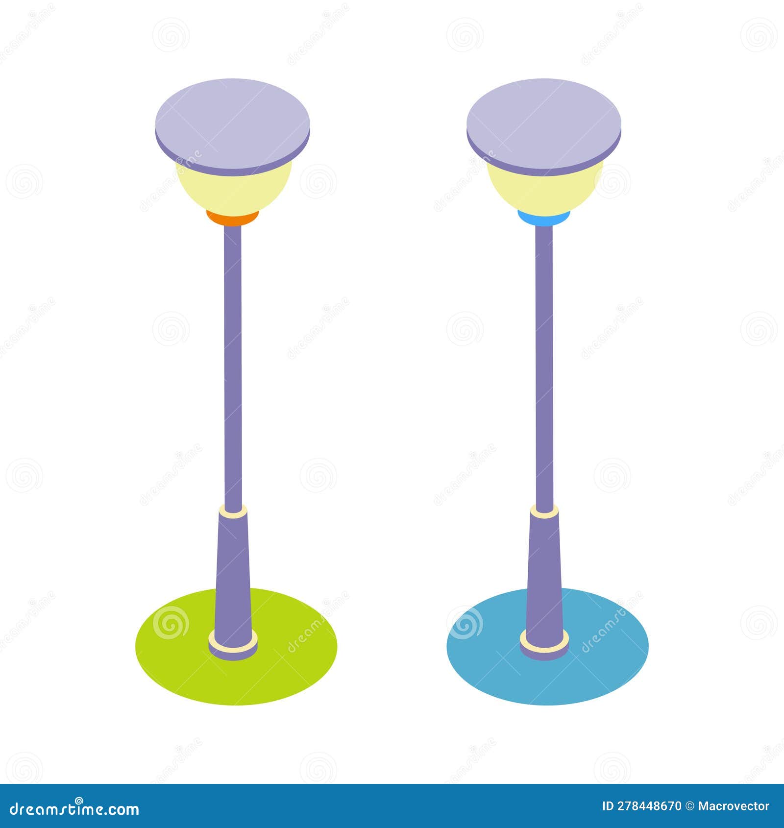 Isometric Lamp Posts Composition Stock Vector - Illustration of house ...