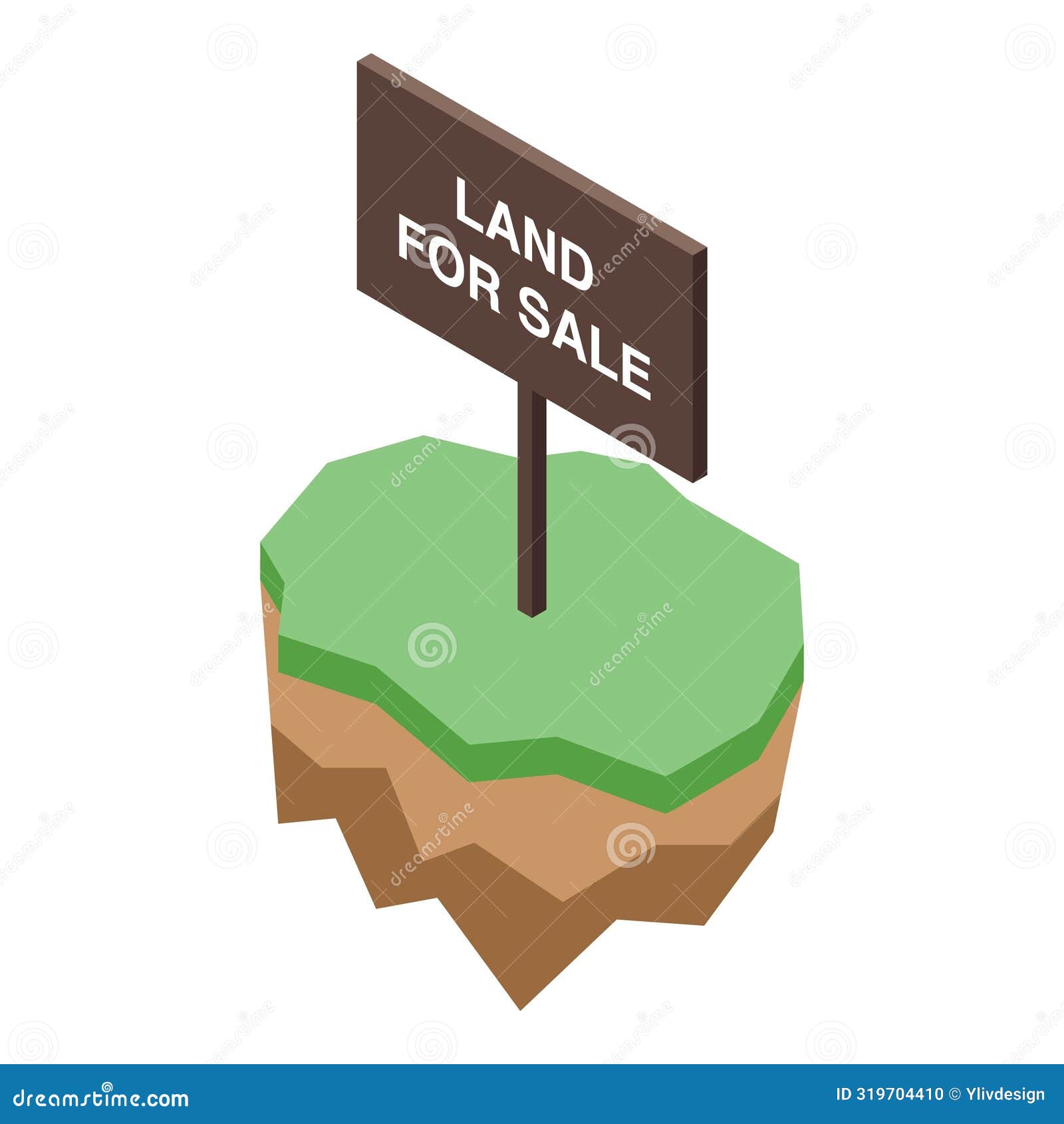 Isometric Land for Sale Sign on a Floating Plot Stock Vector ...
