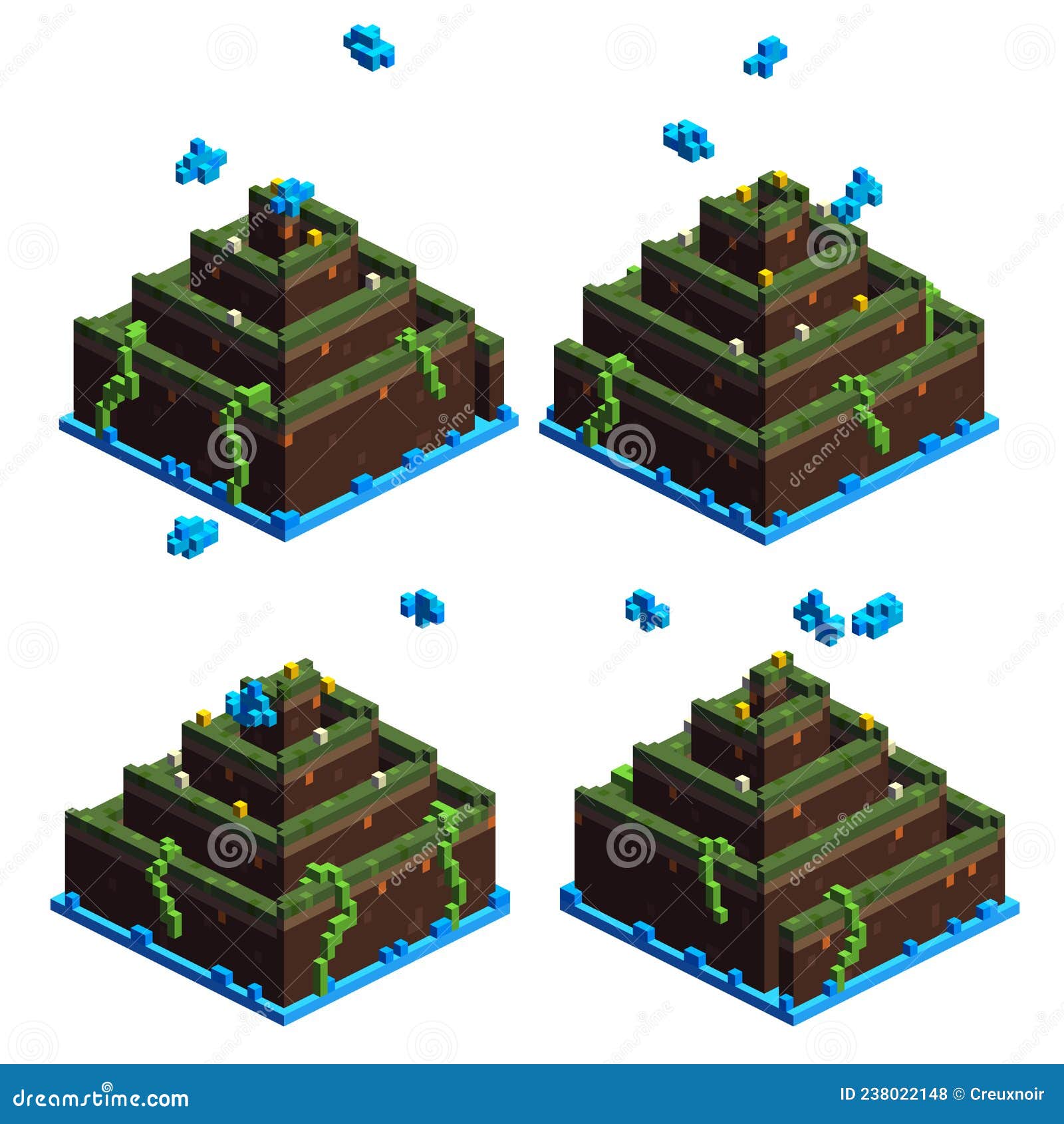 Isometric Land View from 4 Angles 3D Rendering Illustration Stock ...