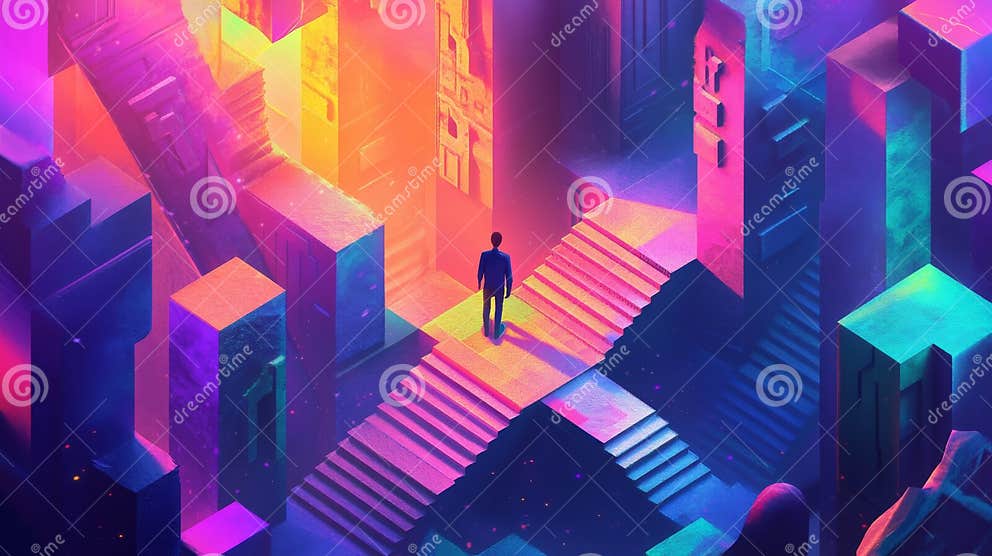 This Isometric Landing Page Depicts a Businessman Navigating Confusing ...