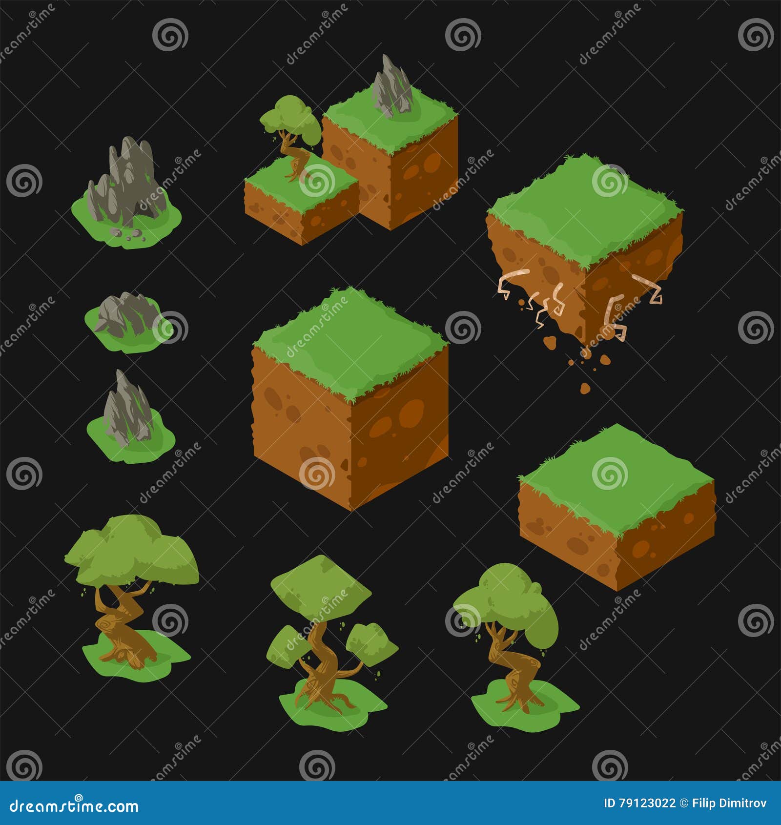 Isometric landscape design stock vector. Illustration of flying - 79123022