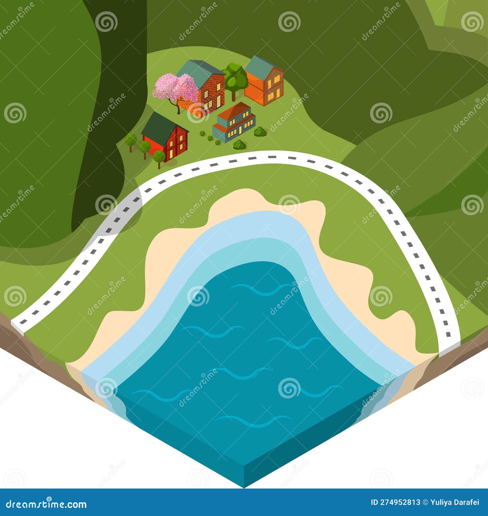 Isometric landscape stock vector. Illustration of isometry - 274952813