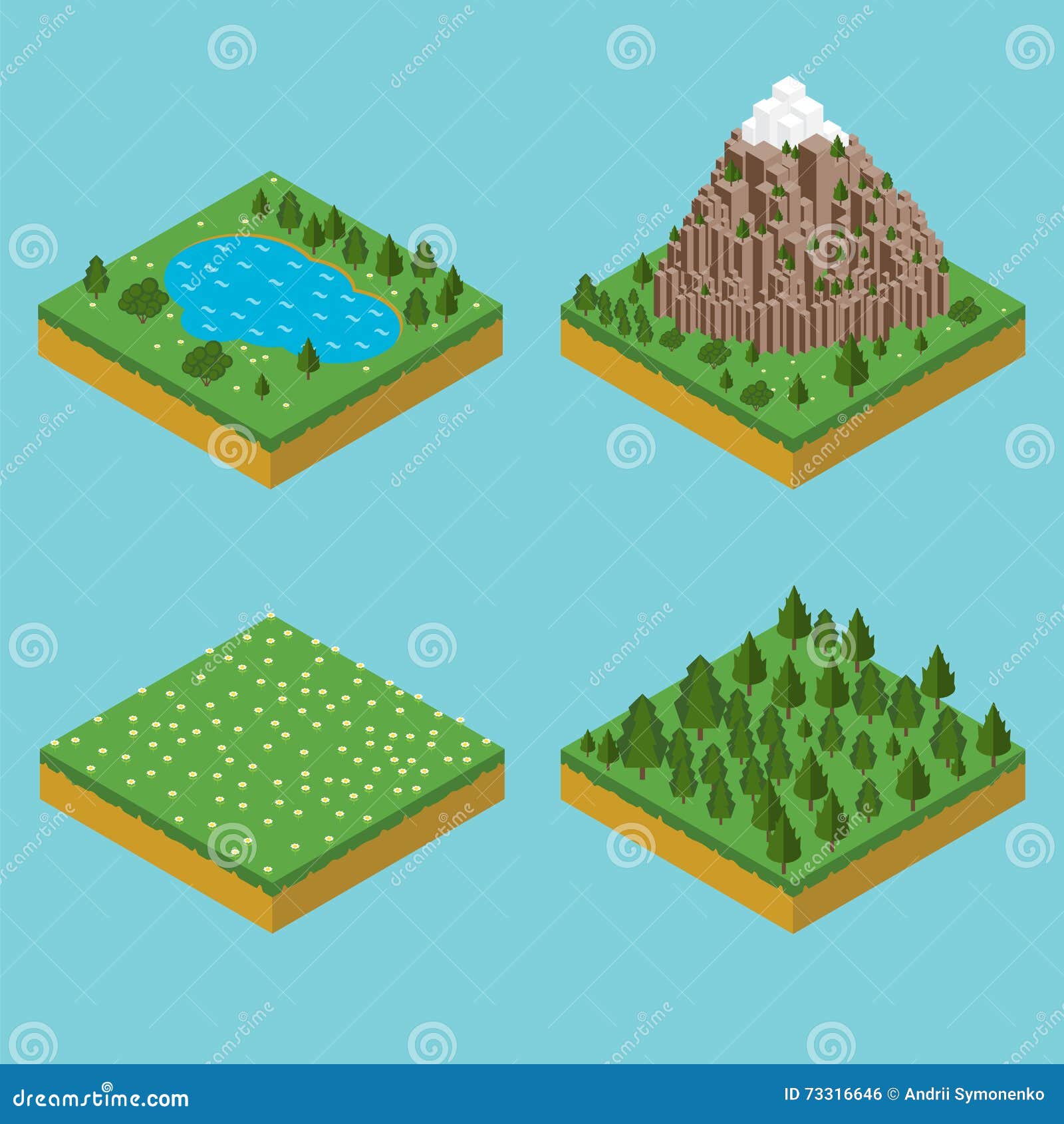 Isometric Landscape Seamles. Pre Assembly Isometric Vector Illustration ...