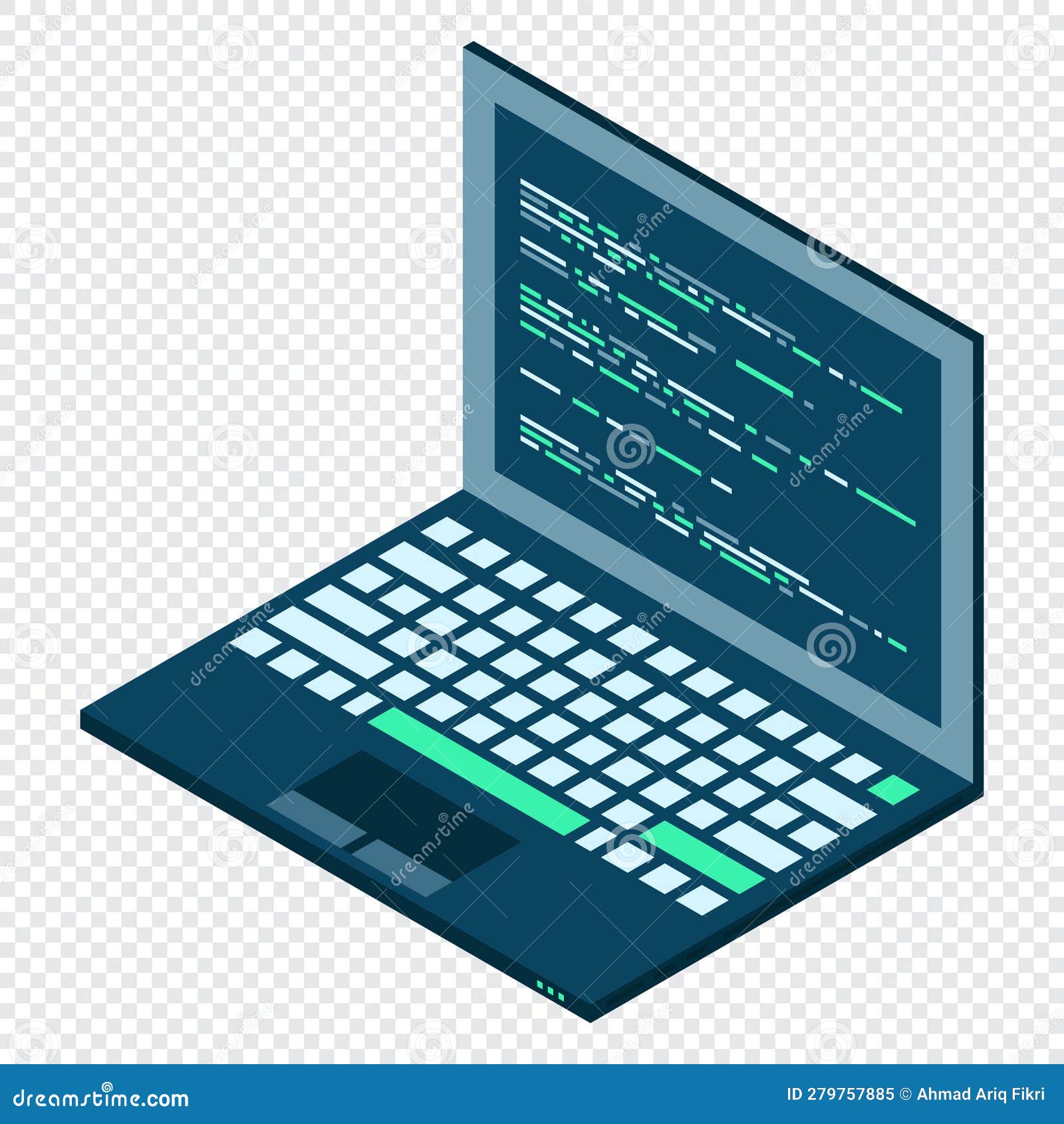 Isometric Laptop. 3d Isometric Laptop Computer. Abstract Programming ...